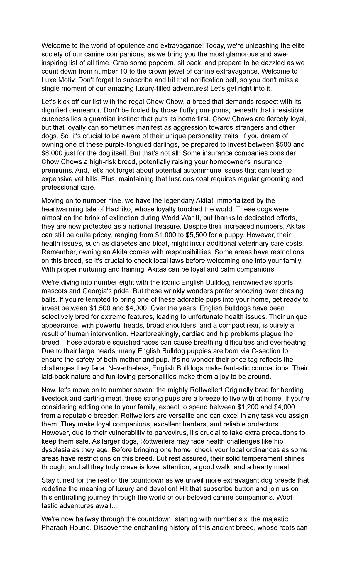 34 Script - Welcome to the world of opulence and extravagance! Today ...