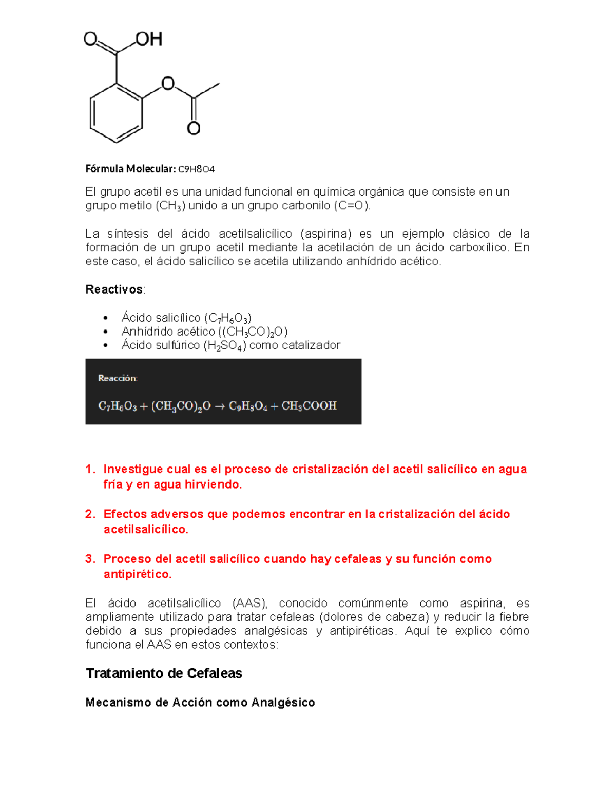 Cristalizaciòn - laboratorio apunte - Fórmula Molecular: C9H8O El grupo ...