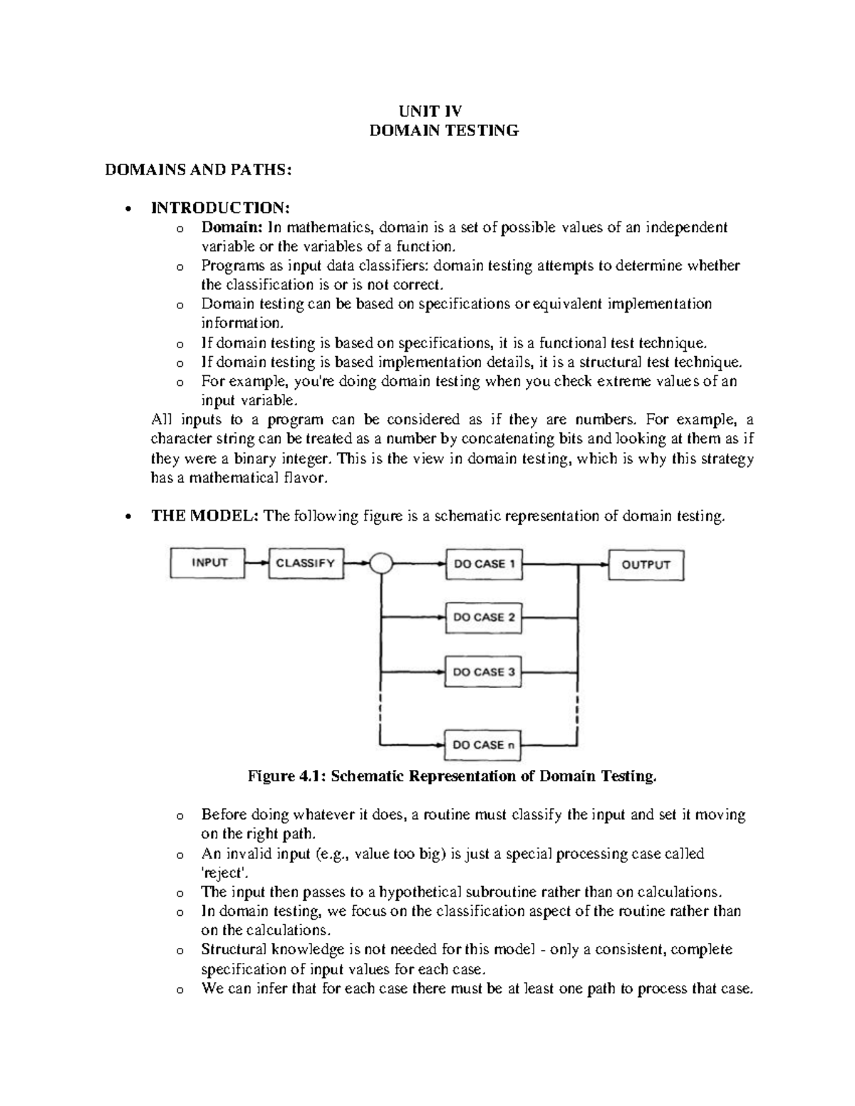 Domain Testing Unit Iv Domain Testing Domains And Paths Introduction O Domain In
