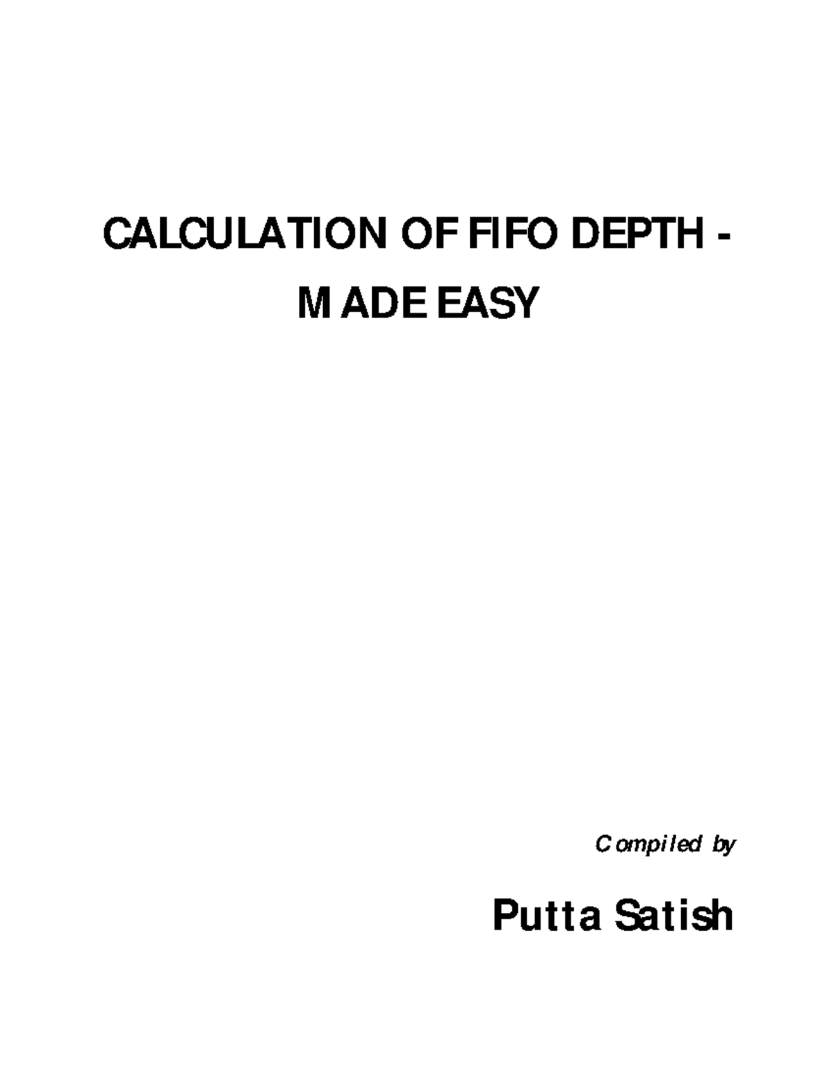 Fifodepthcalculationmadeeasy 2 - CALCULATION OF FIFO DEPTH - MADE EASY Compiled by Putta Satish ...