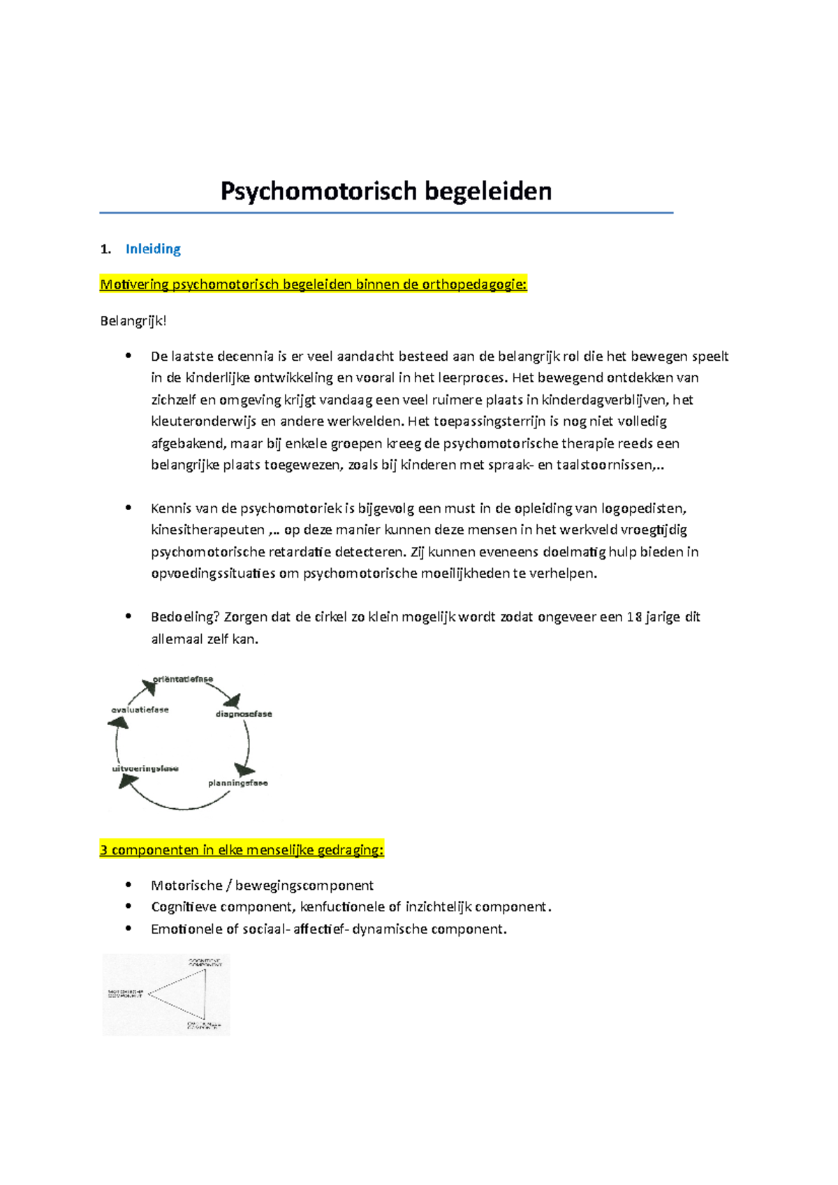 Psychomotoriek samenvatting - Psychomotorisch begeleiden 1. Inleiding ...