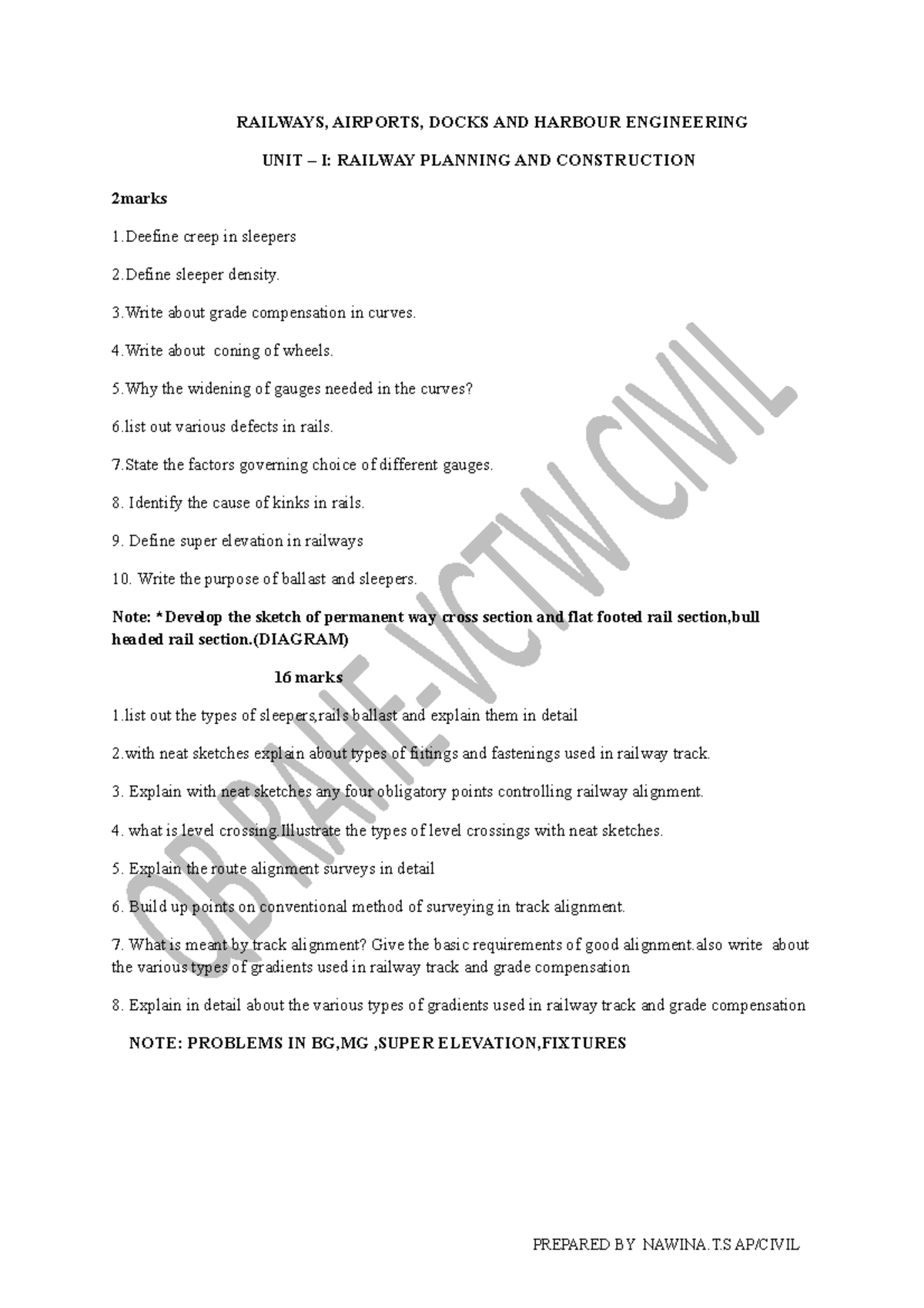 Railways - LECTURE NOTES - RAILWAYS, AIRPORTS, DOCKS AND HARBOUR ...