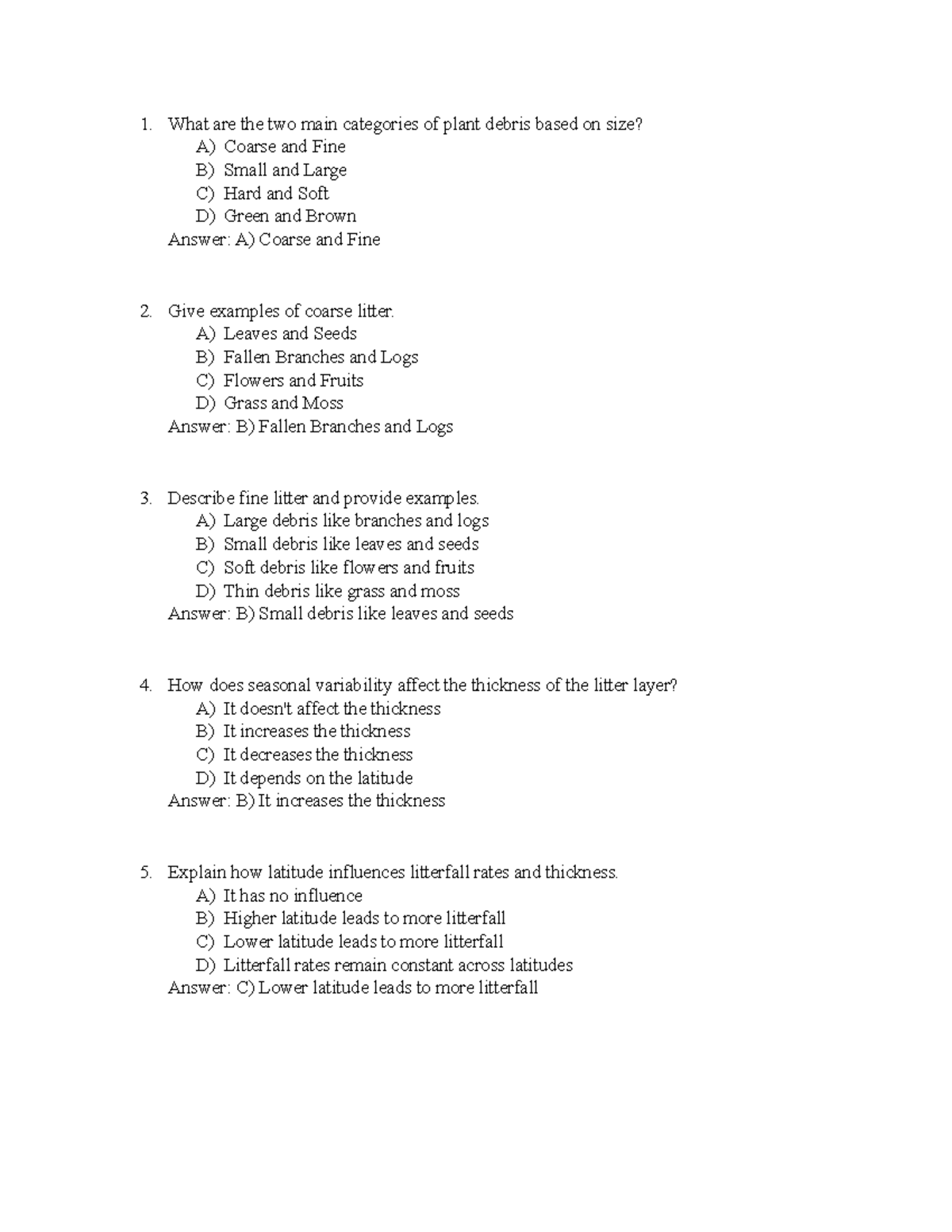 Jade-TLE - What are the two main categories of plant debris based on ...