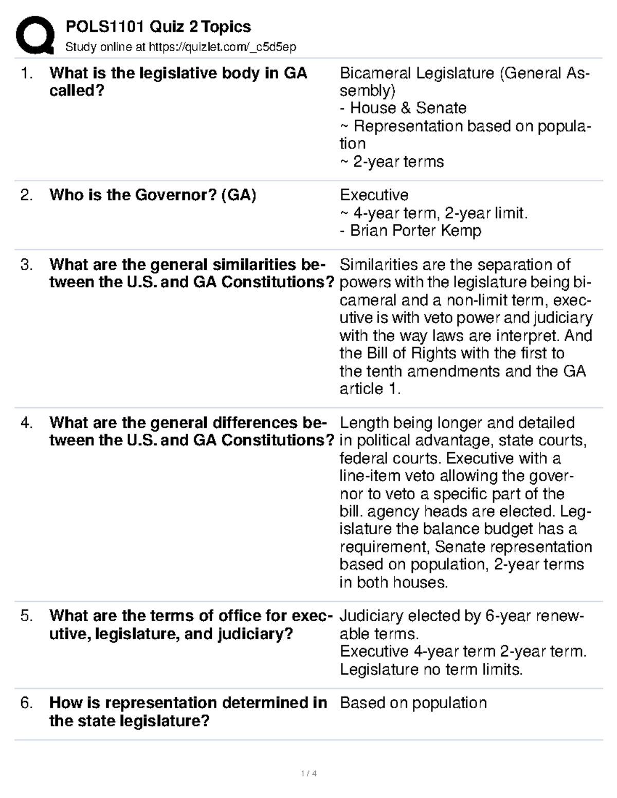 POLS1101 Possible questions for quiz 2 - Study online at quizlet ...