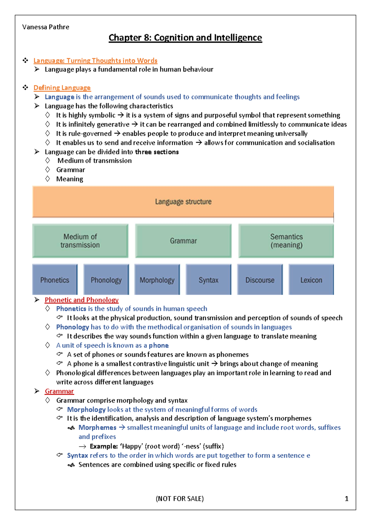 Chapter 3 - Summary Psychology - Chapter 8: Cognition and Intelligence ...