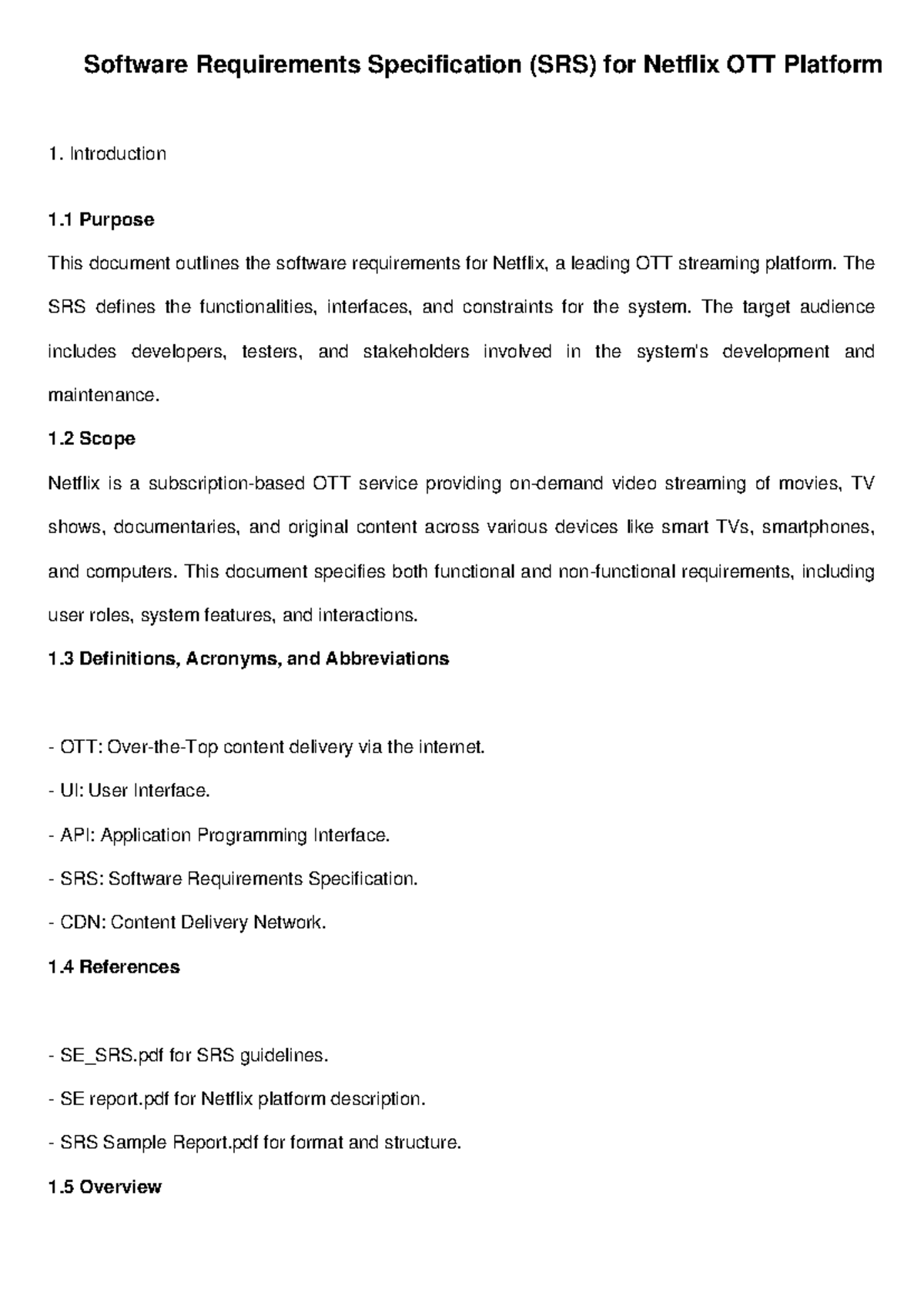 Complete Netflix SRS Report - Software Requirements Specification (SRS ...