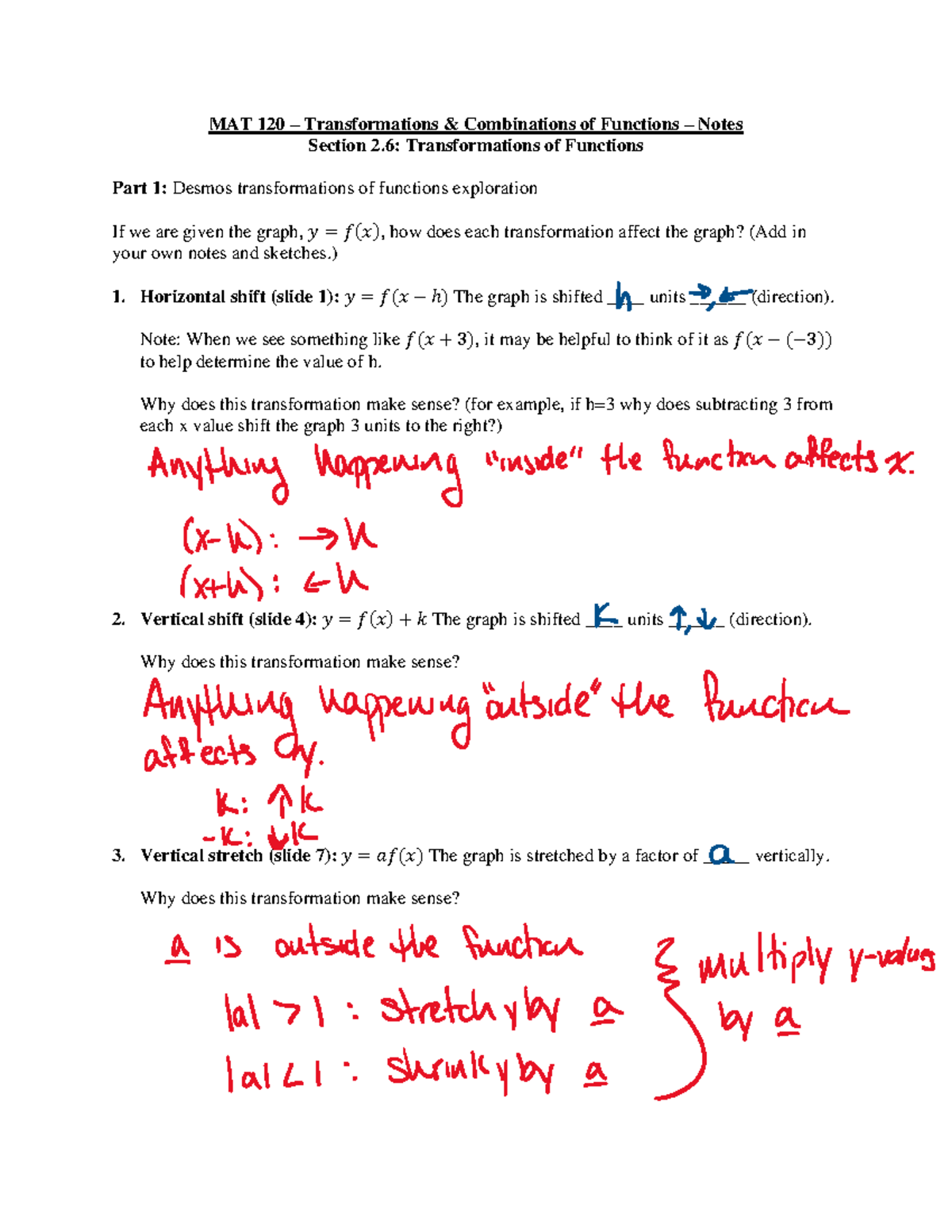 MAT 120 - Notes - 2.6, 2.7 - Key - MAT 120 – Transformations ...