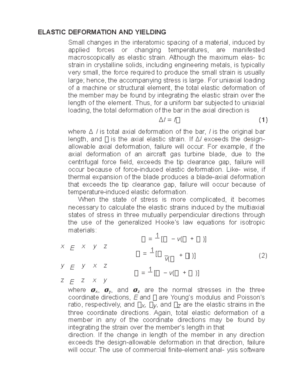 Elastic Deformation AND Yielding - ELASTIC DEFORMATION AND YIELDING ...
