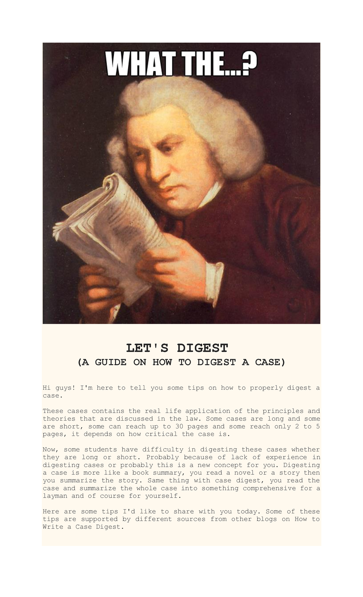 TIPS ON HOW TO MAKE CASE Digest - LET'S DIGEST (A GUIDE ON HOW TO ...