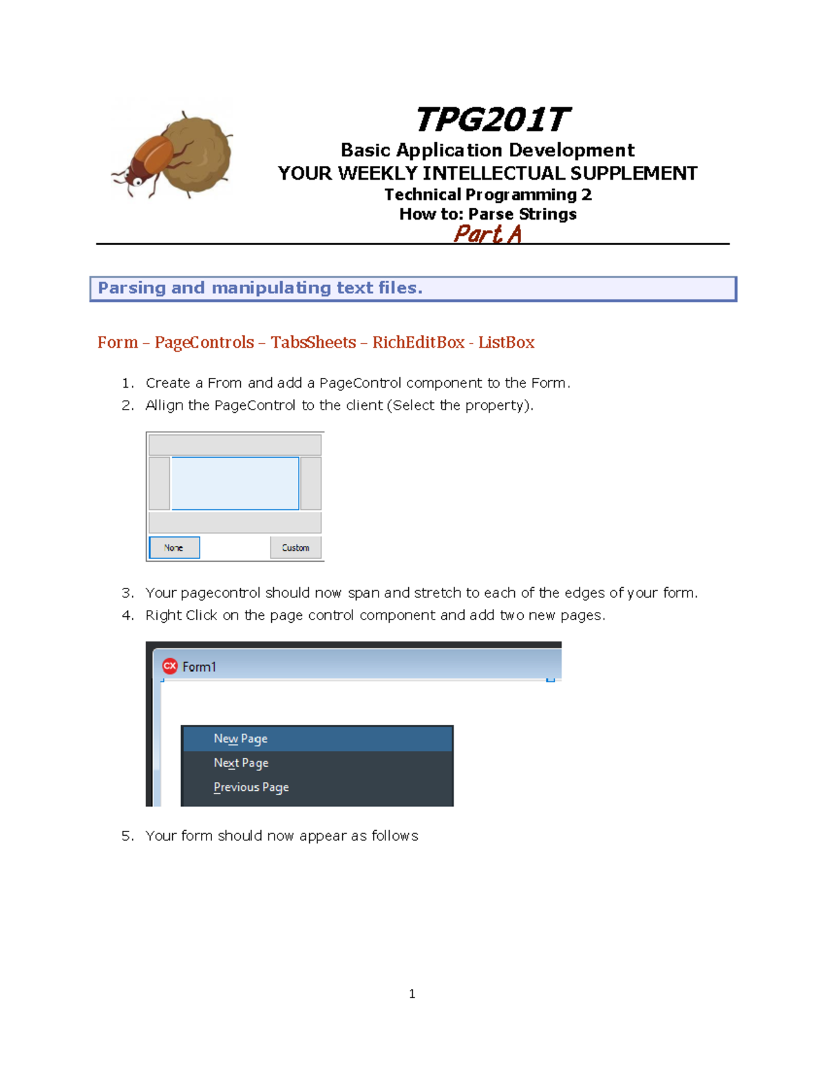 Tpg201t S1 2020 How2 Pase Strings Tpg201t Basic Application Development Your Weekly