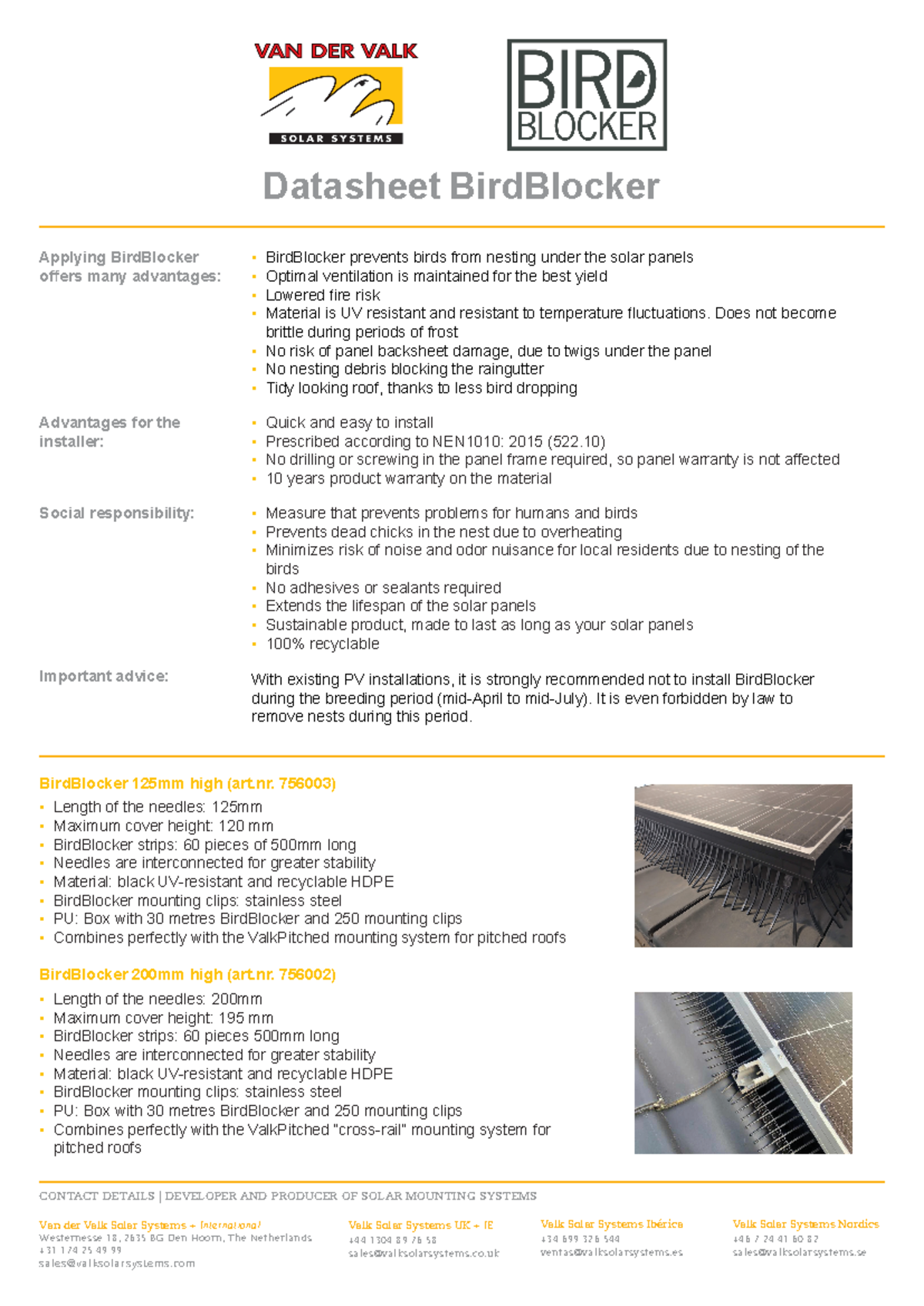 EN Datasheet Bird Locker - Datasheet BirdBlocker Applying BirdBlocker ...