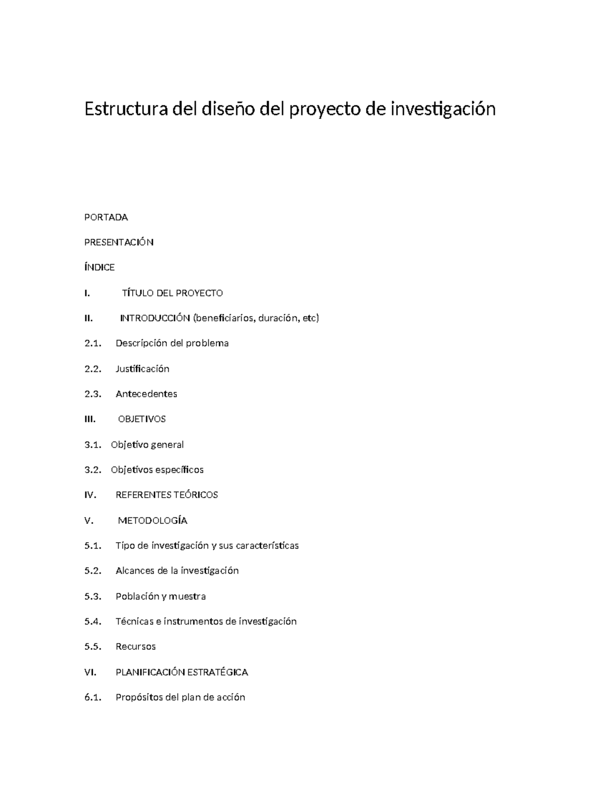 Estructura de Reporte - Estructura del diseño del proyecto de ...