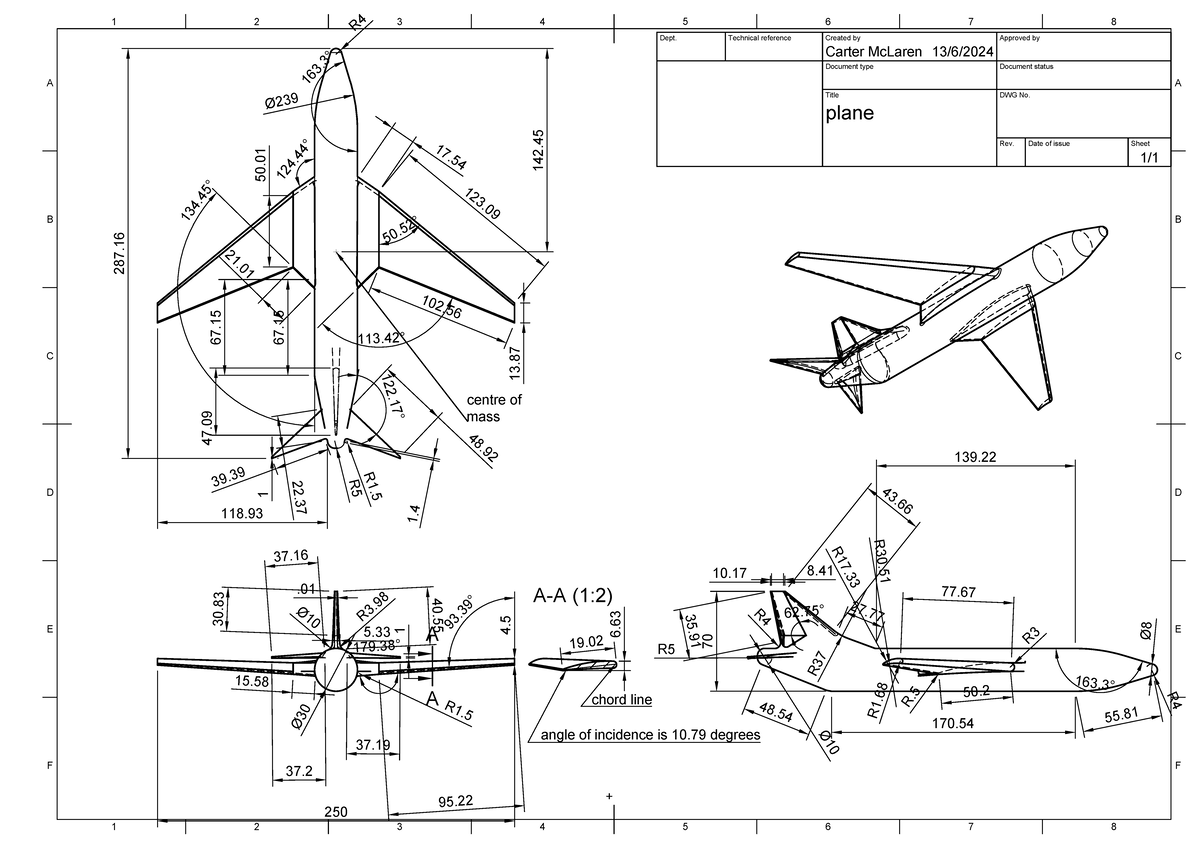 Plane Drawing v1 - 1 A 2 3 4 5 6 7 8 1 2 3 4 5 6 7 8 B C D E F A B C D ...