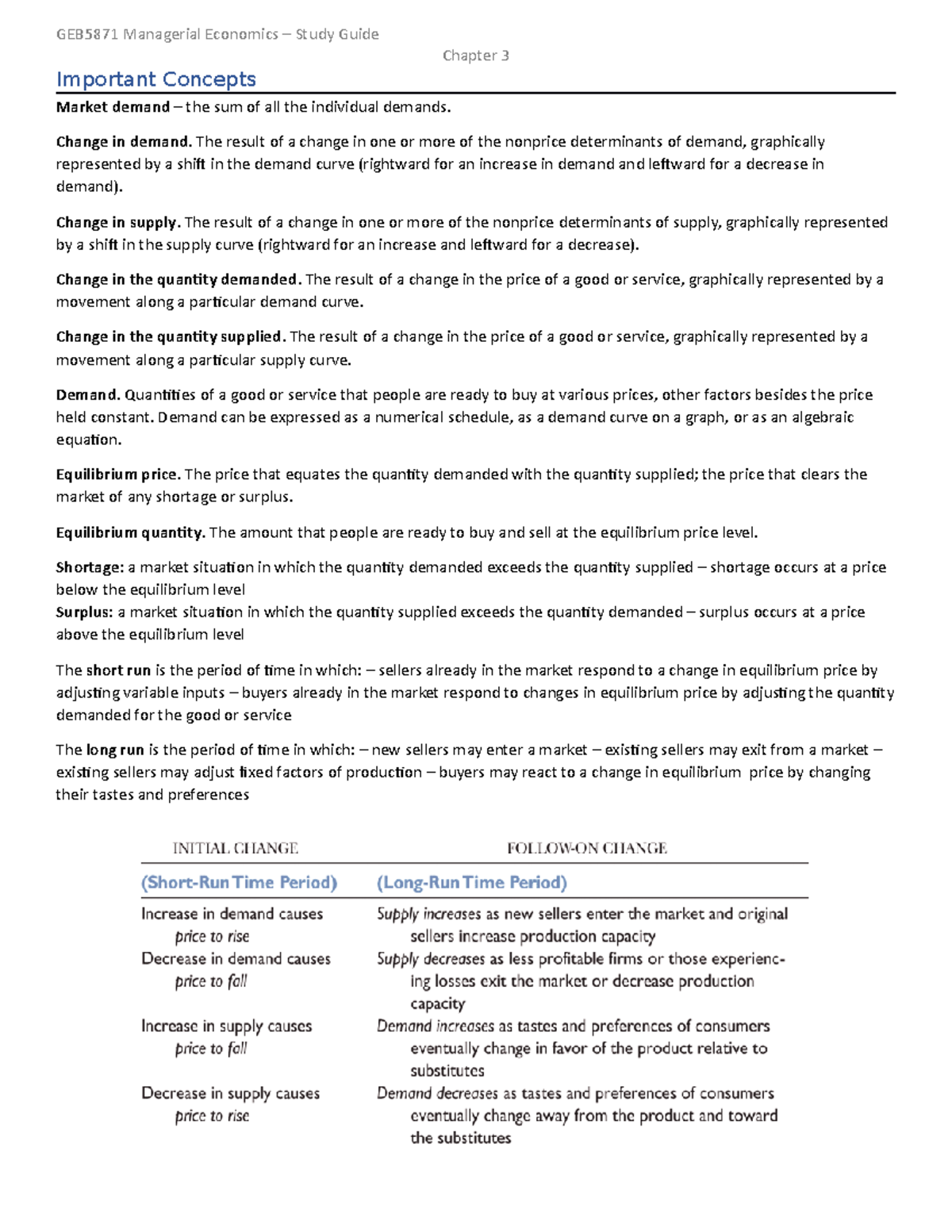 Managerial Economics Study Guide - chap 3 - GEB5871 Managerial ...