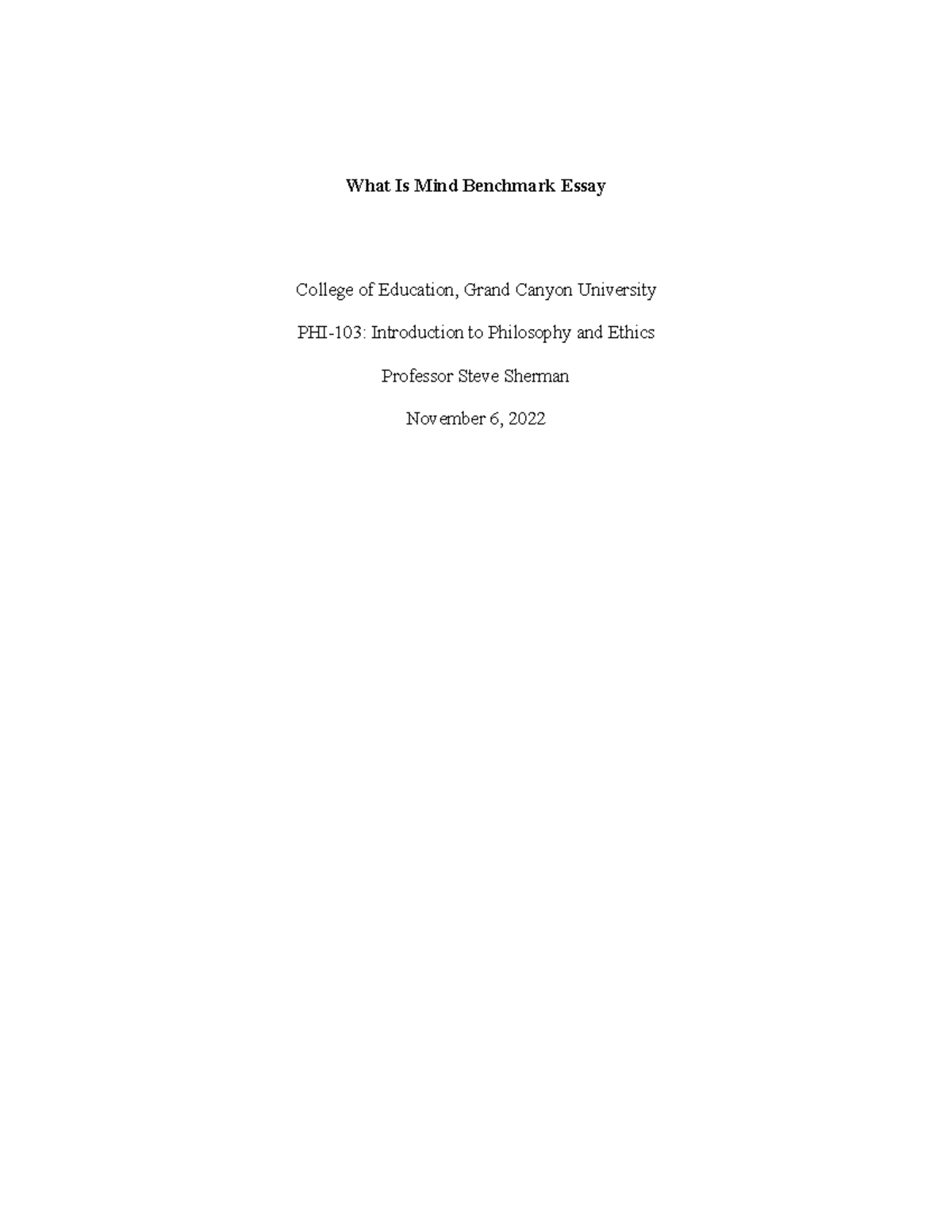 What Is Mind Benchmark Essay - What Is Mind Benchmark Essay College of ...