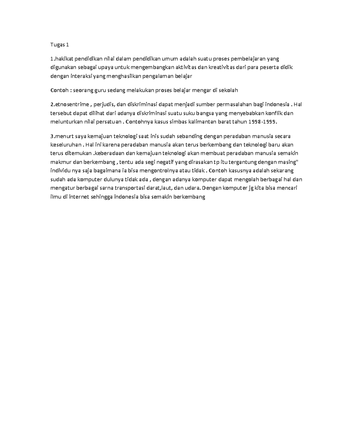 Tugas 1 amala - Tugas 1 1 pendidikan nilai dalam pendidikan umum adalah ...