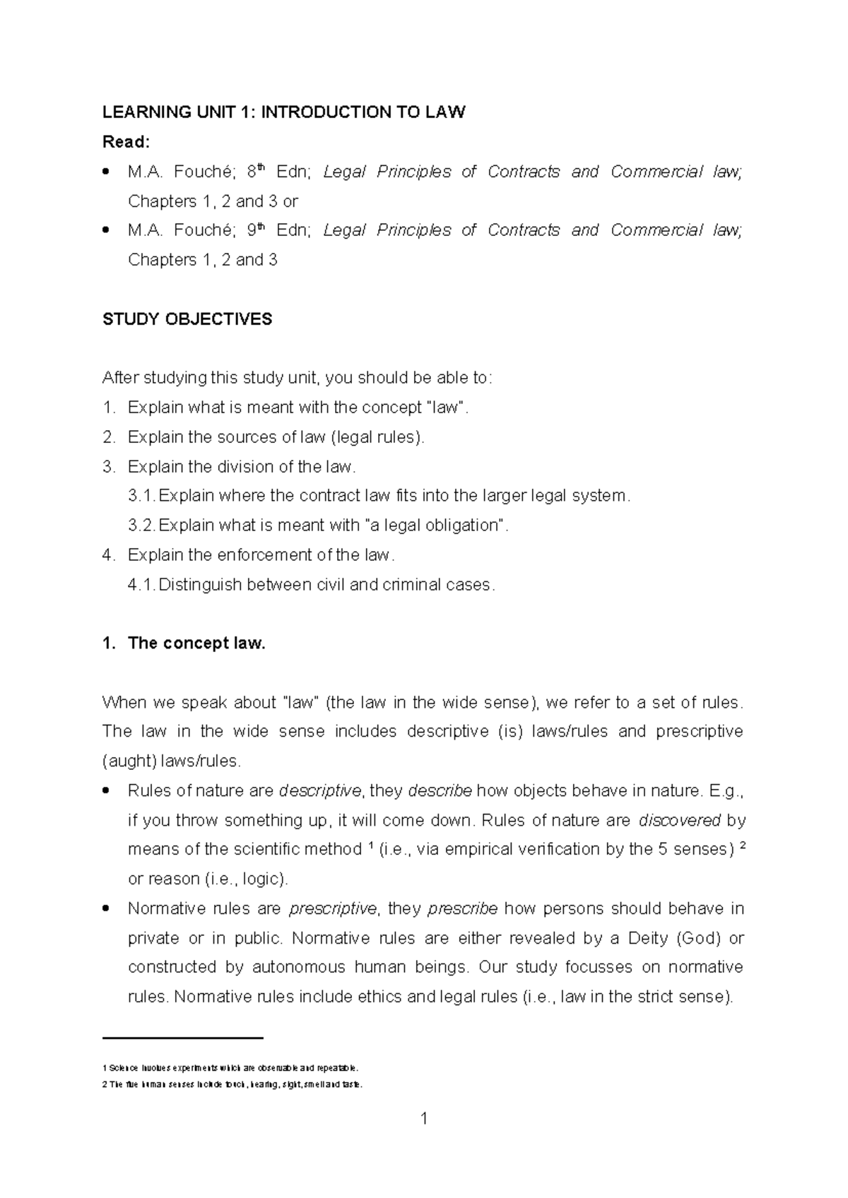 Learning UNIT 1 GP - Copy - LEARNING UNIT 1: INTRODUCTION TO LAW Read ...