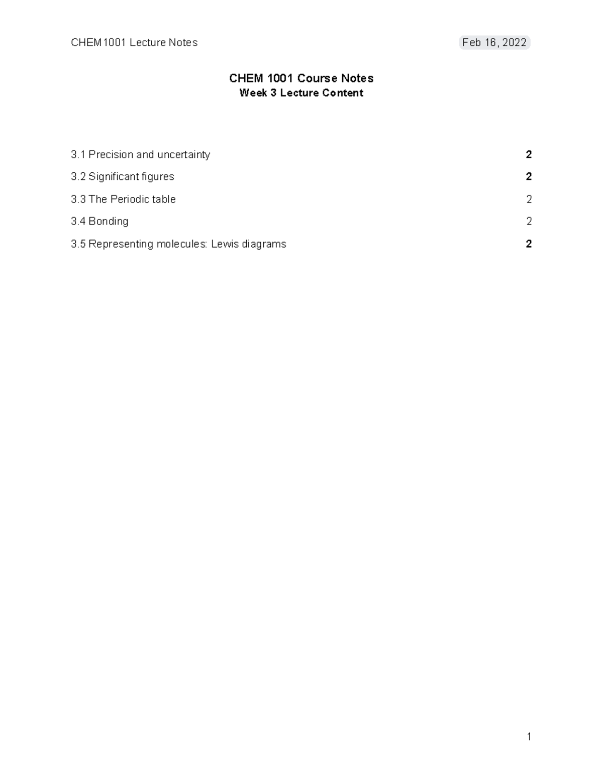 Chem Lecture Notes – Week 3 - CHEM 1001 Course Notes Week 3 Lecture ...