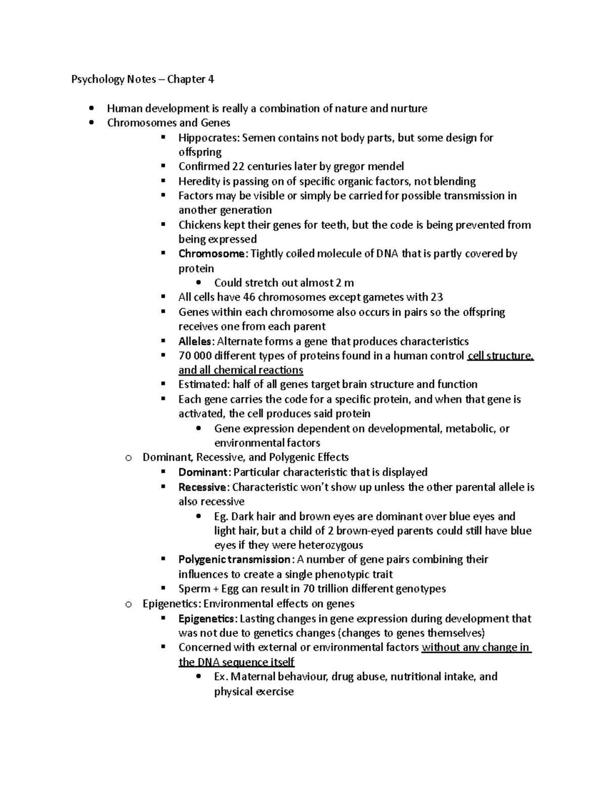 Copy of Psychology Notes – Chapter 4 - Psychology Notes – Chapter 4 ...