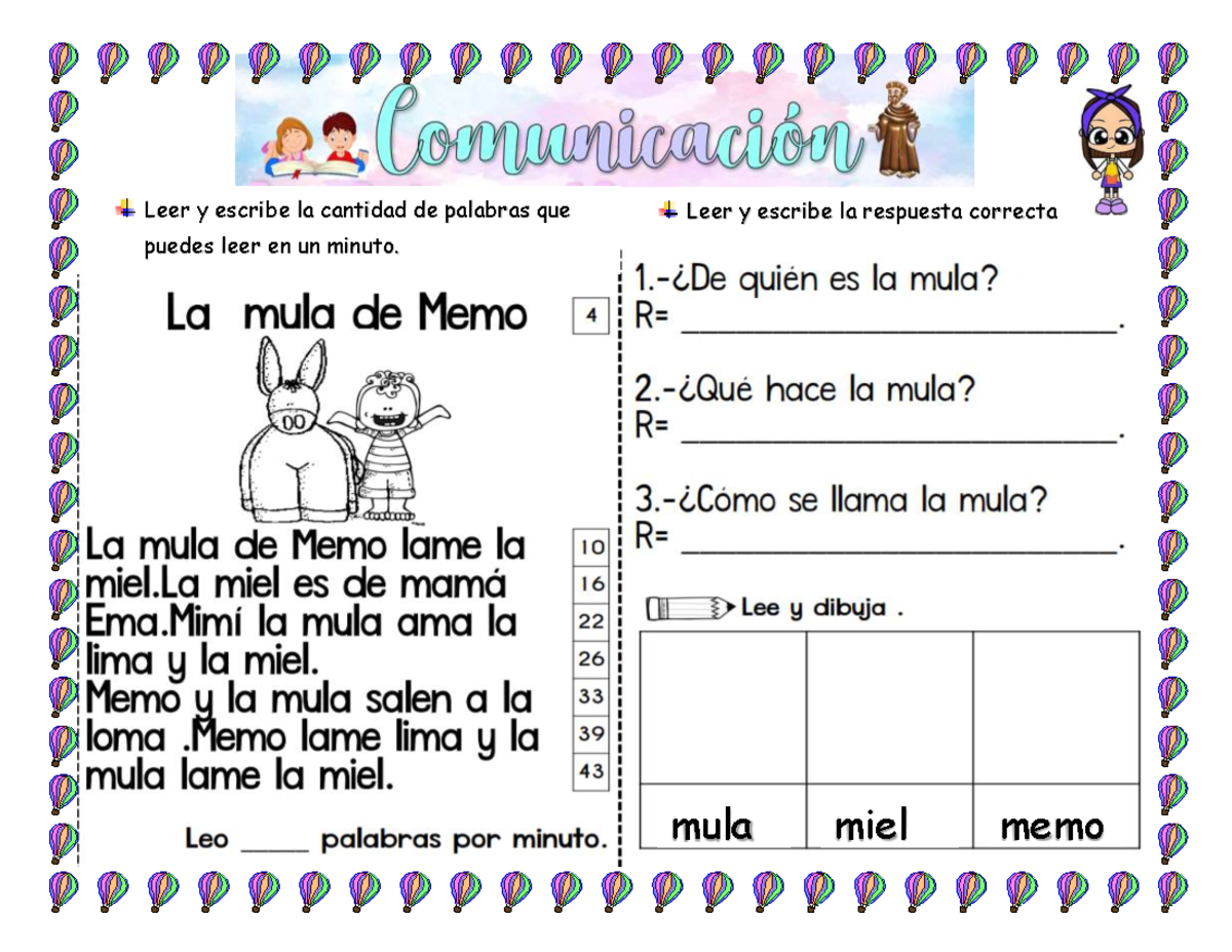 LA Letra M 3 - xdtt - Leer y escribe la cantidad de palabras que puedes ...