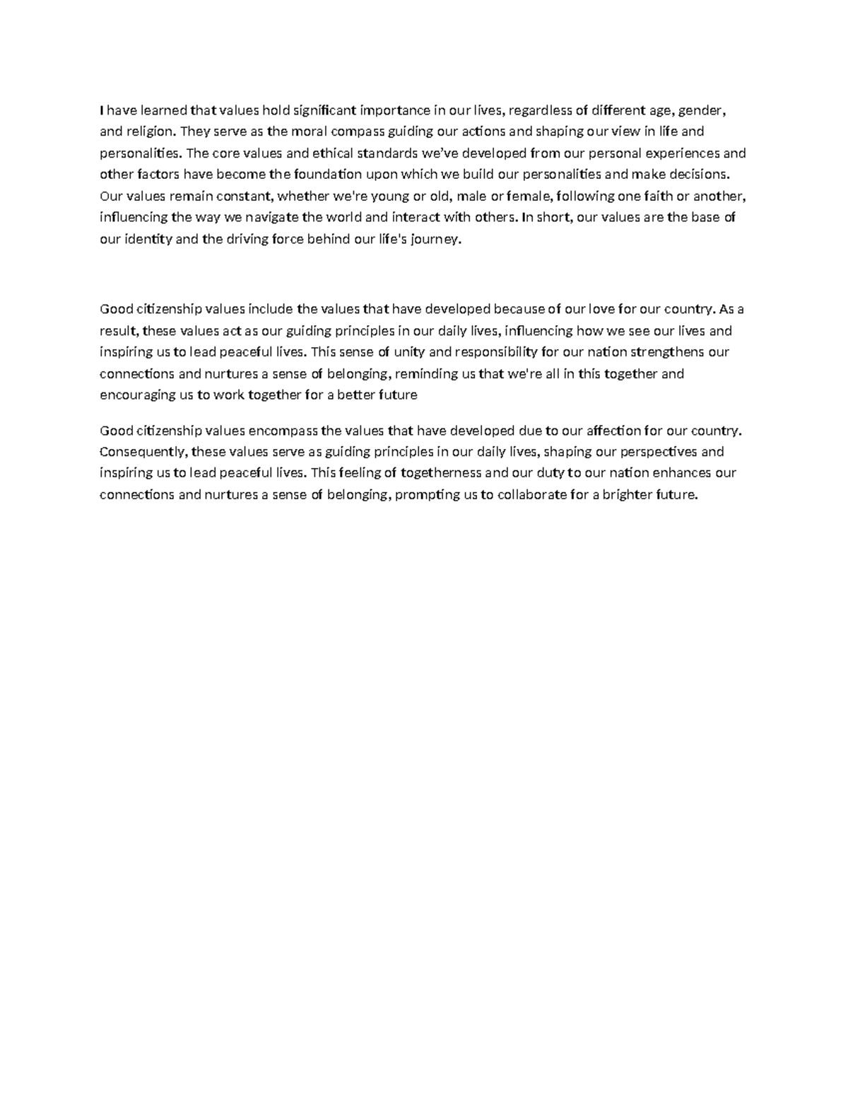 Cwts 2 - grdgryger - I have learned that values hold significant ...