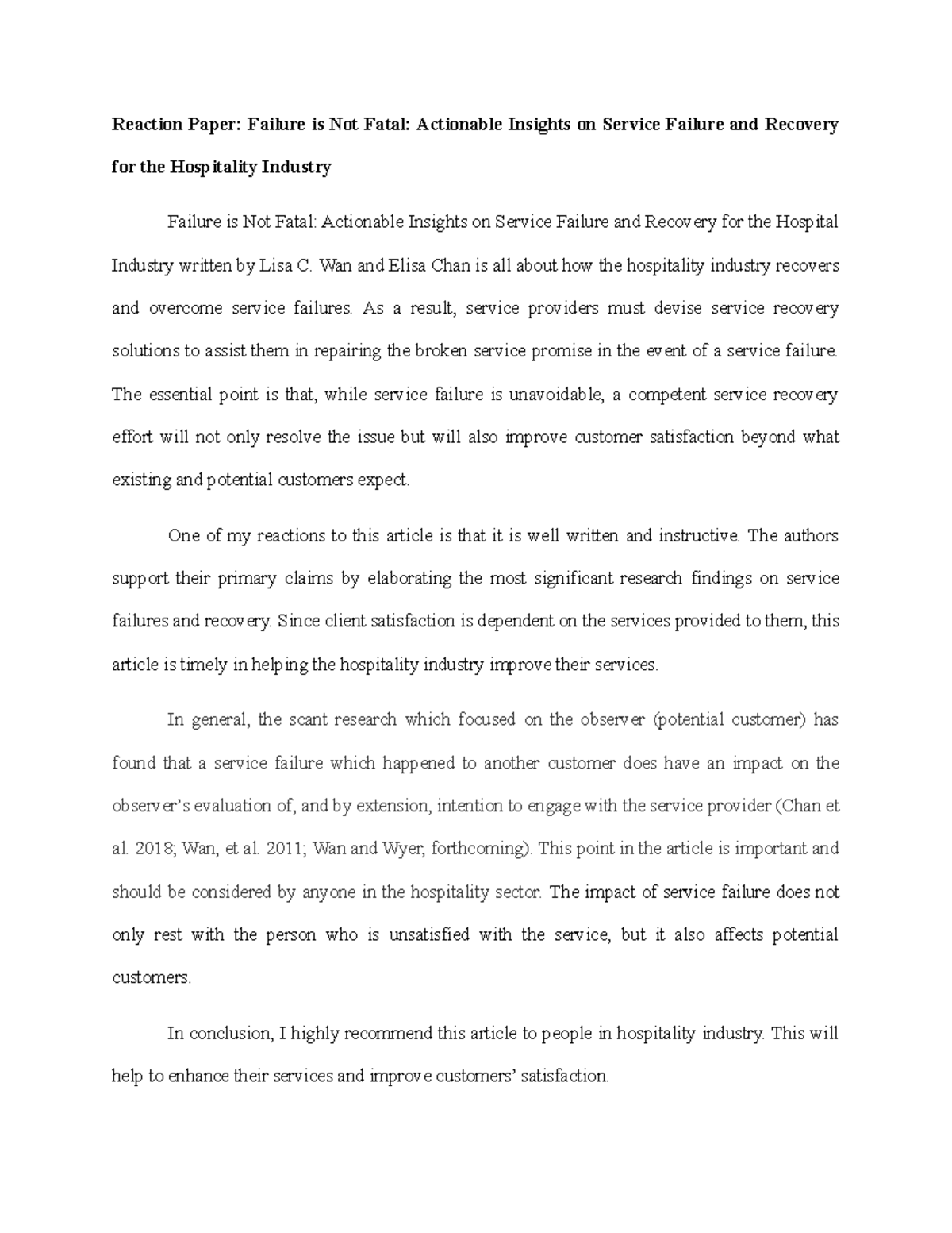 Failure is Not Fatal: Actionable Insights on Service Failure and ...