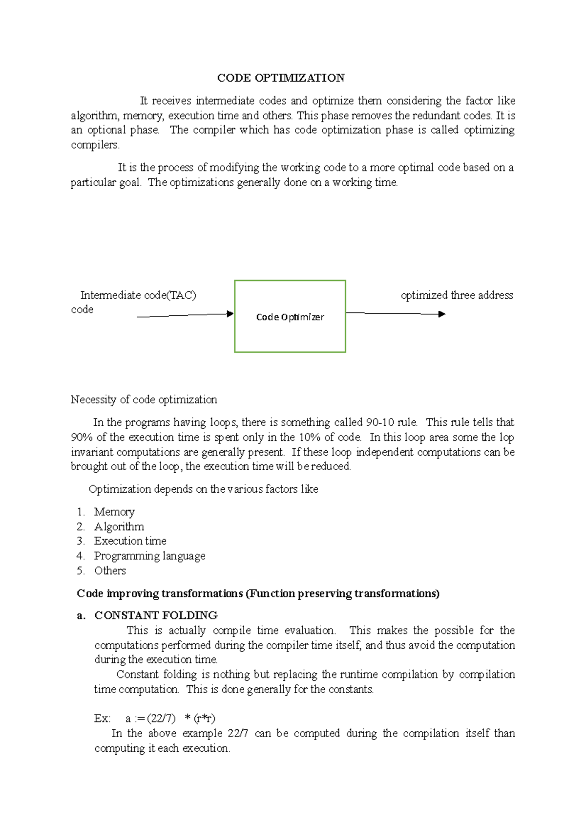 Code Optimizer Compiler Design Code Optimization It Receives