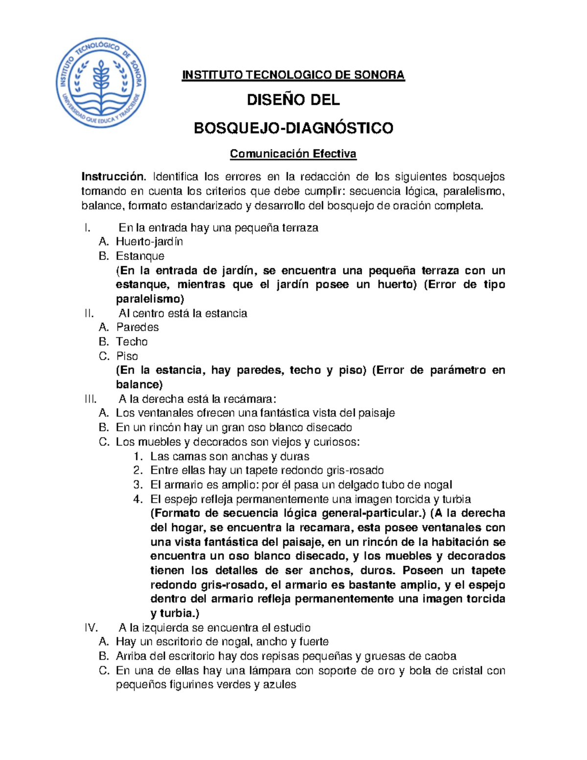 Actividad 11. Diseño de bosquejo diagnóstico - INSTITUTO TECNOLOGICO DE ...