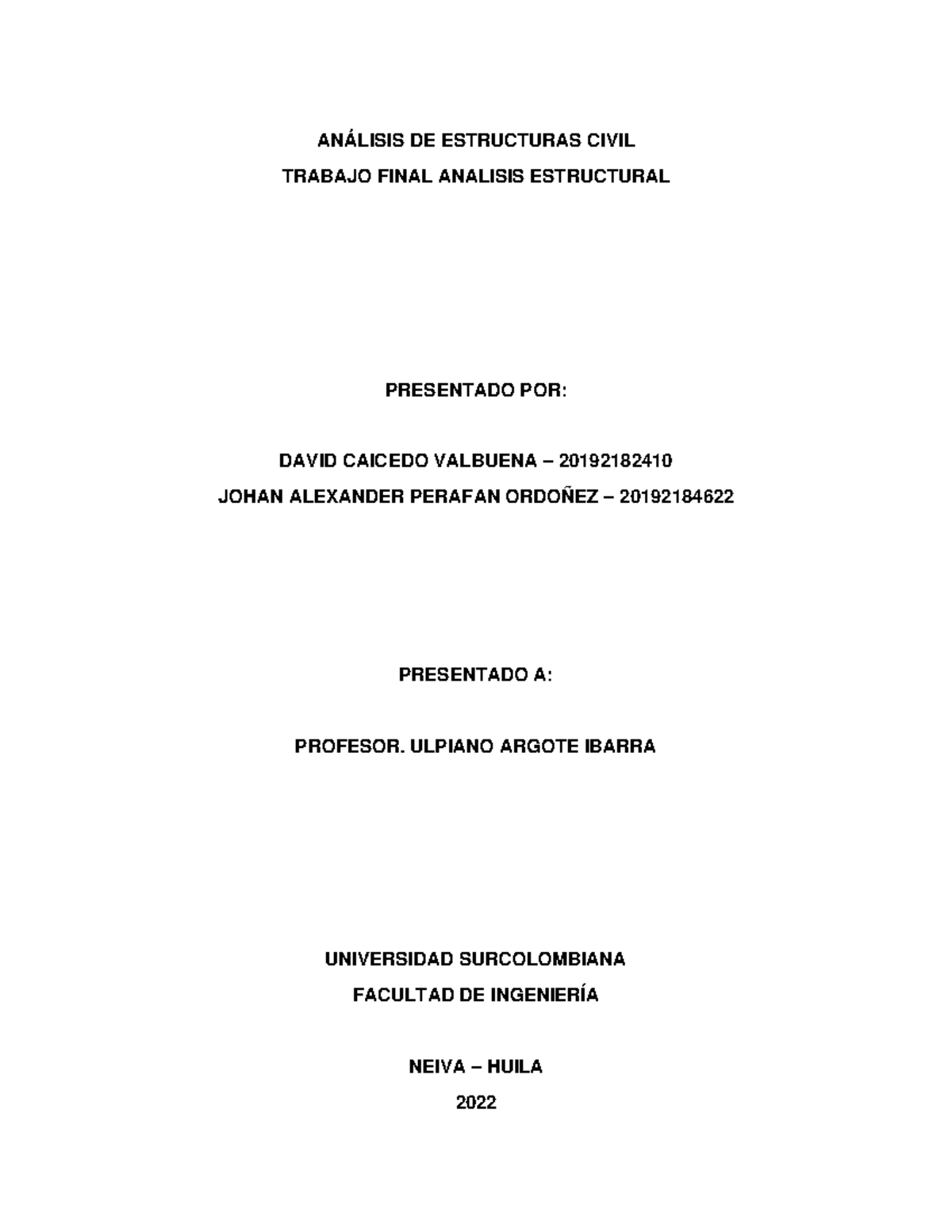 Trabajo Final Analisis Estructural David Caicedo Valbuena - Johan ...