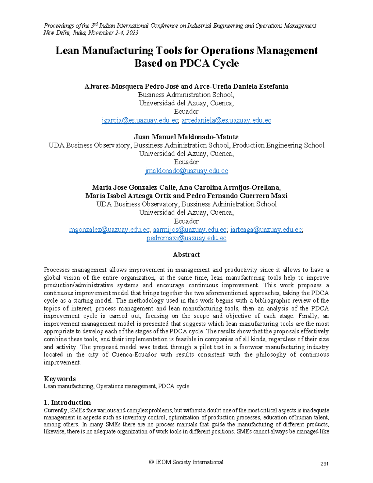 1 - perfecto para ir - New Delhi, India, November 2-4, 2023 © IEOM ...
