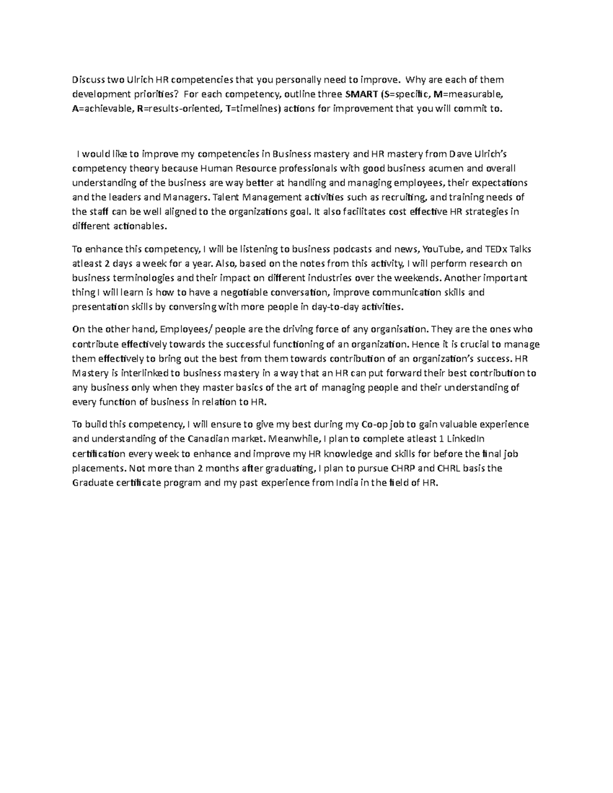 1Assignment- Thought piece 1 in the 1st semester of HRM PG - Discuss ...