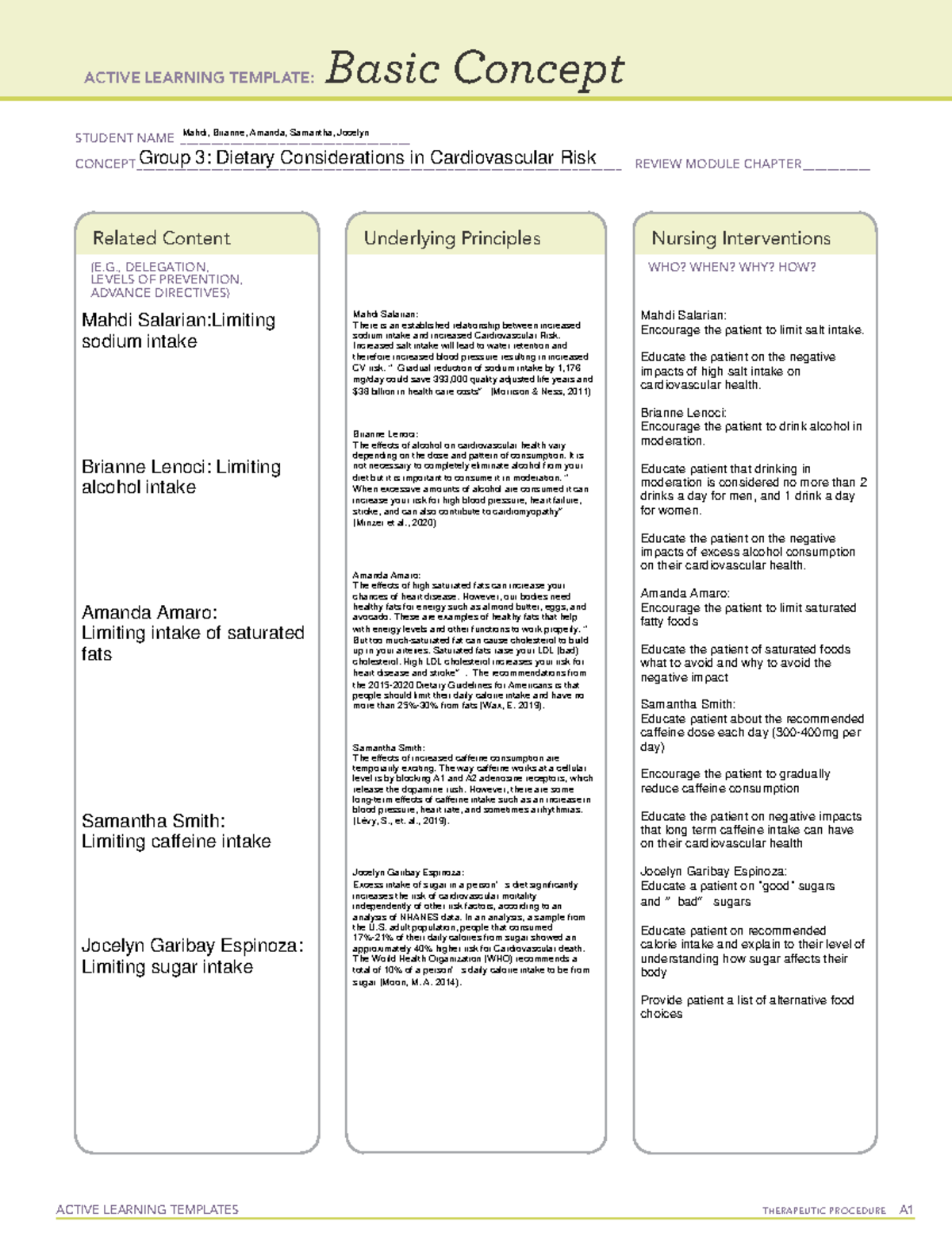 Active Learning Template Basic Concept - NURS 166 - ACTIVE LEARNING ...