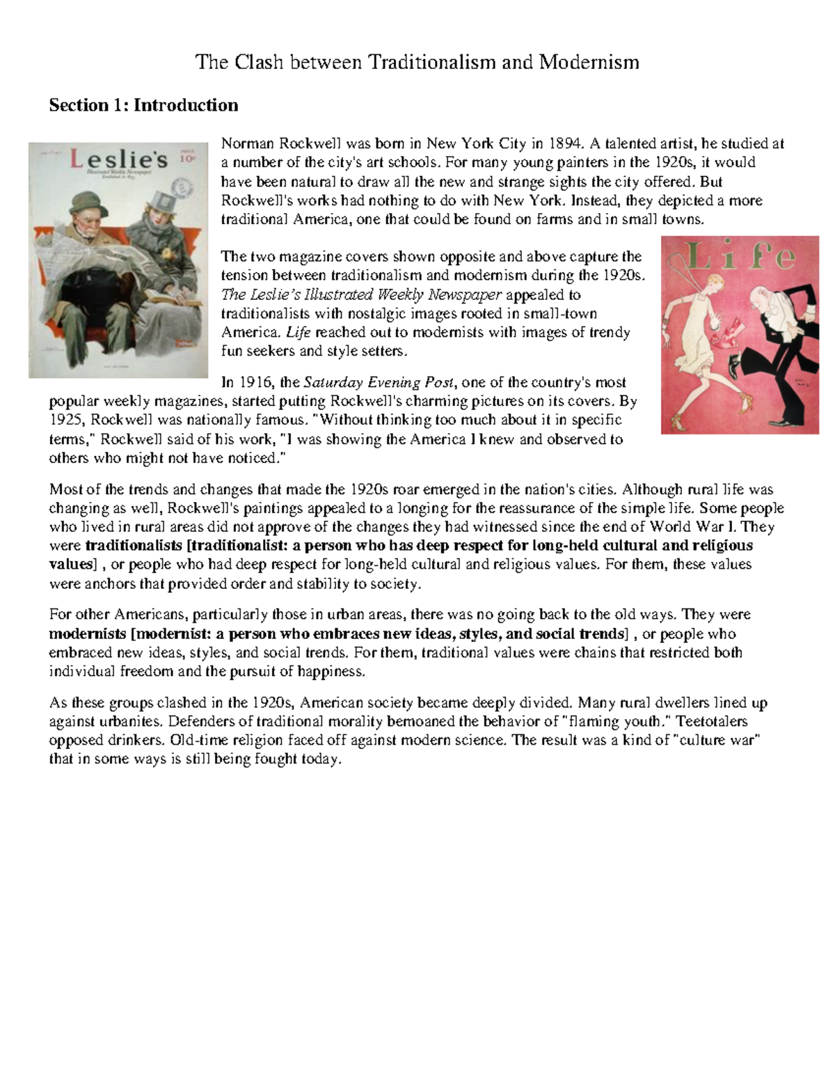 The Clash Between Traditionalism and Modernism - The Clash between ...