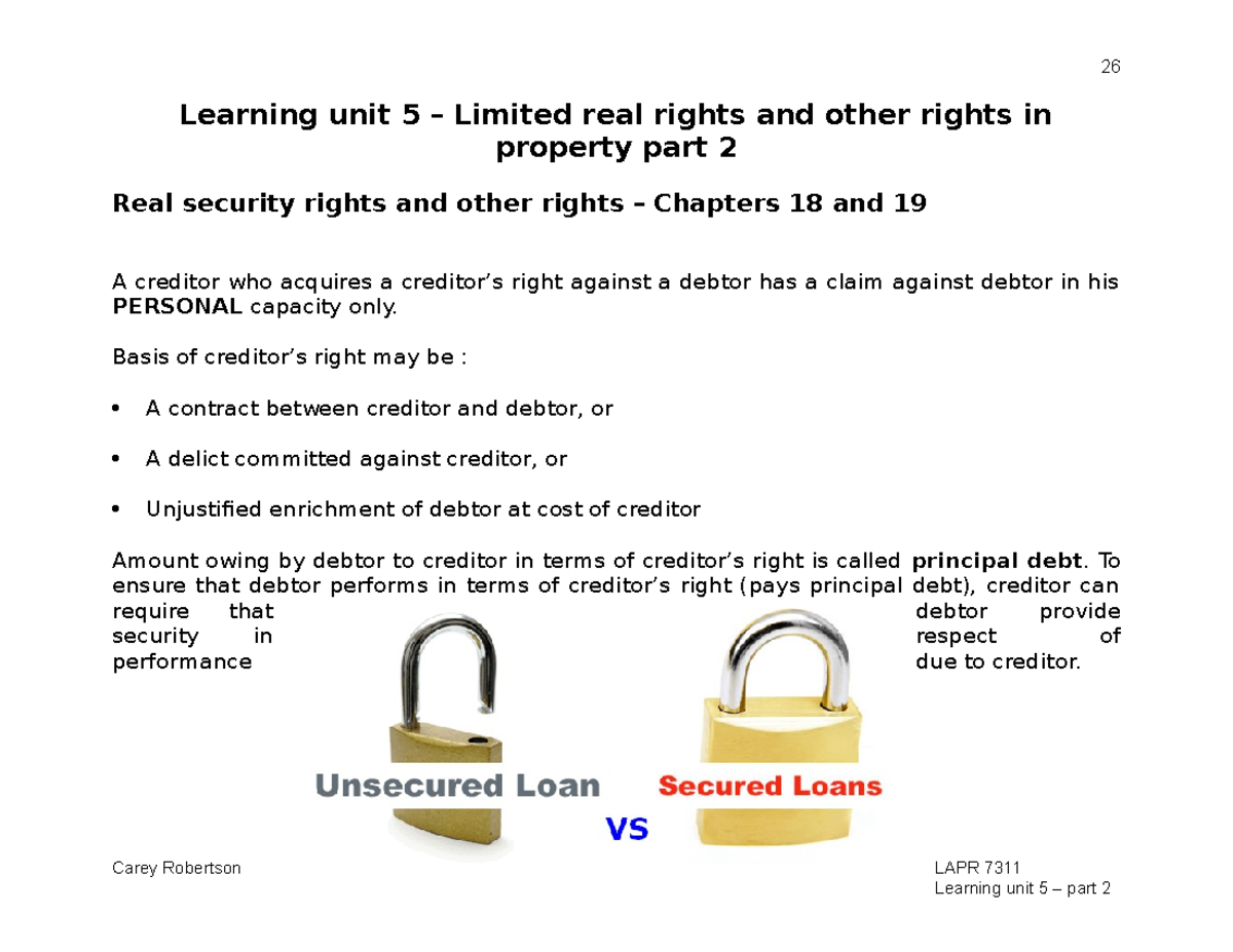 Property- Learning unit 5 2020 part 2 - Learning unit 5 – Limited real ...