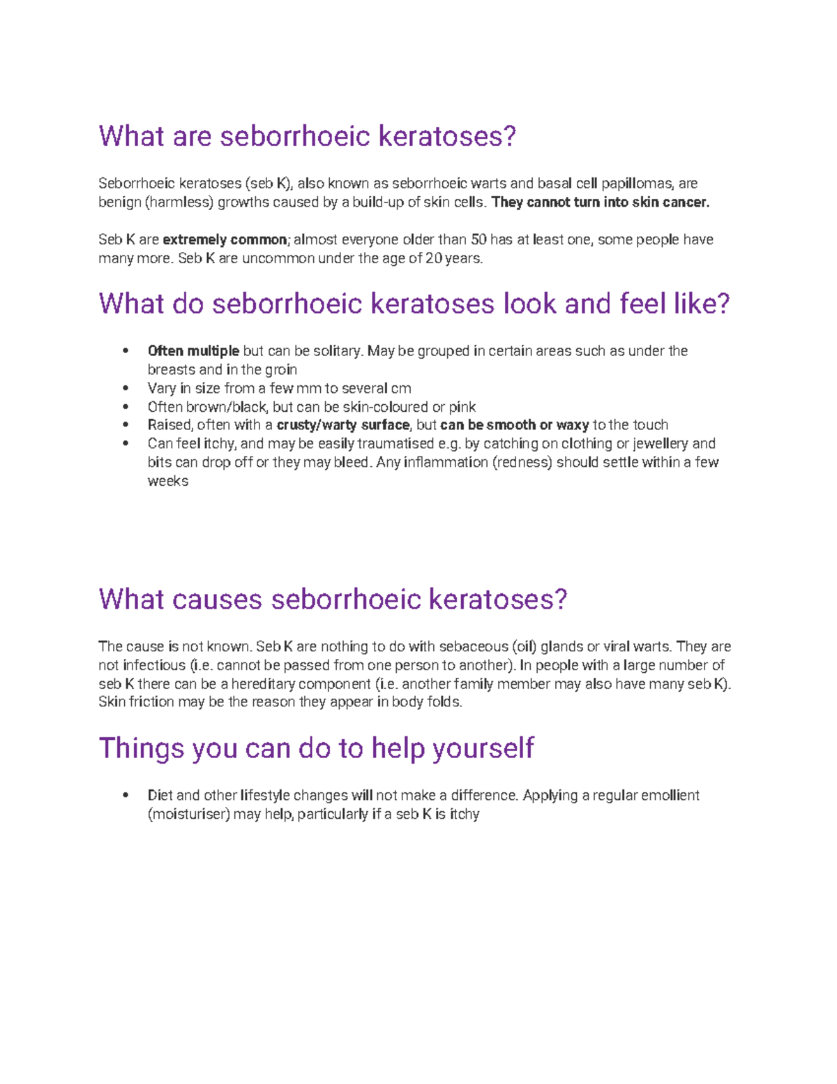 Seb k - seb k anatomy and information - What are seborrhoeic keratoses ...