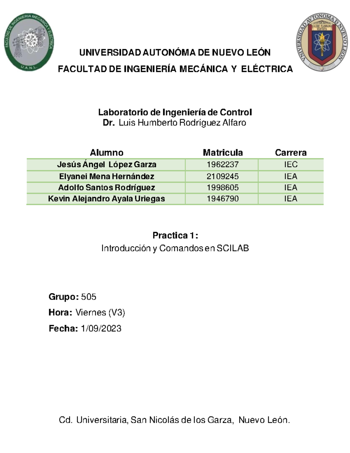 Practica 1 Completo - asdasda - UNIVERSIDAD AUTONÓMA DE NUEVO LEÓN ...