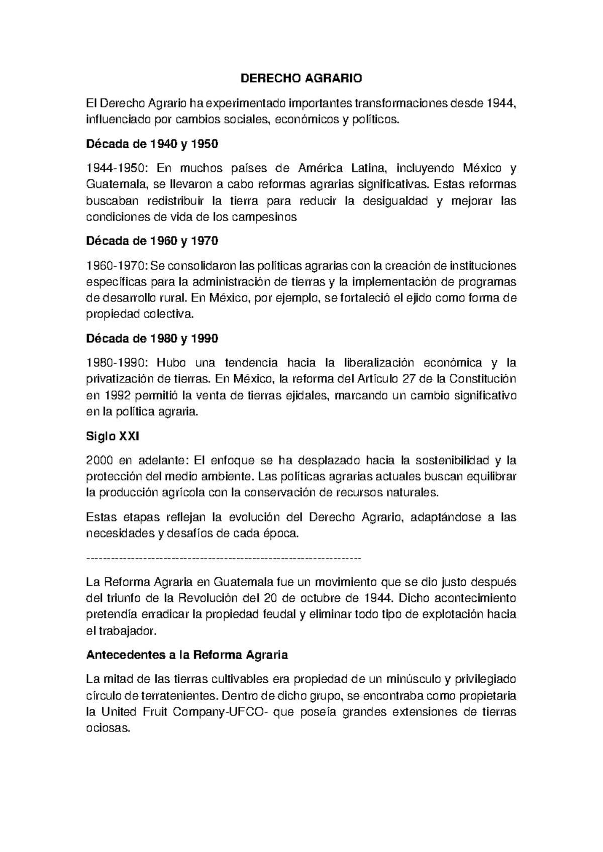 Derecho Agrario Y Su Evolución Derecho Agrario El Derecho Agrario Ha