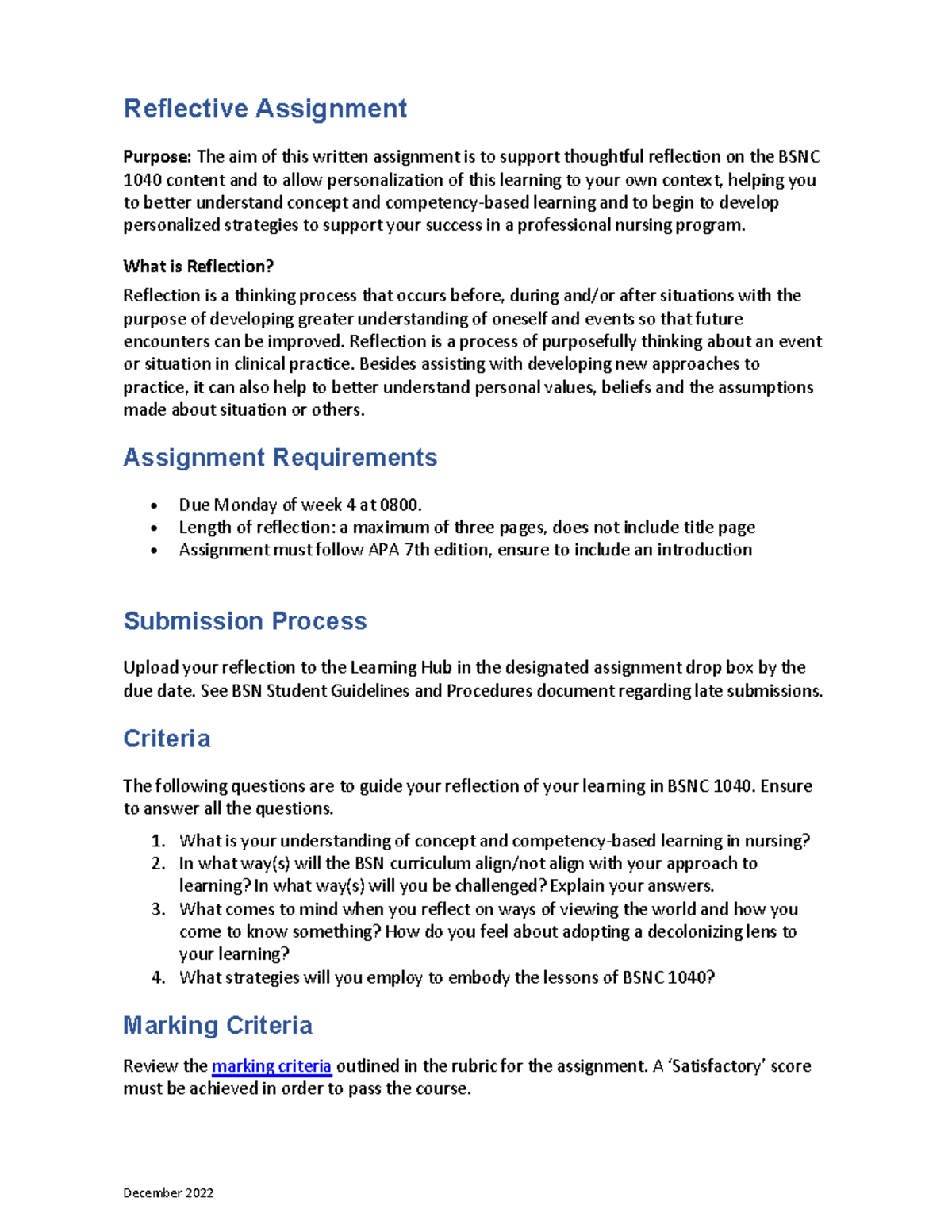 Reflection paper - refer to notes for test - Reflective Assignment ...