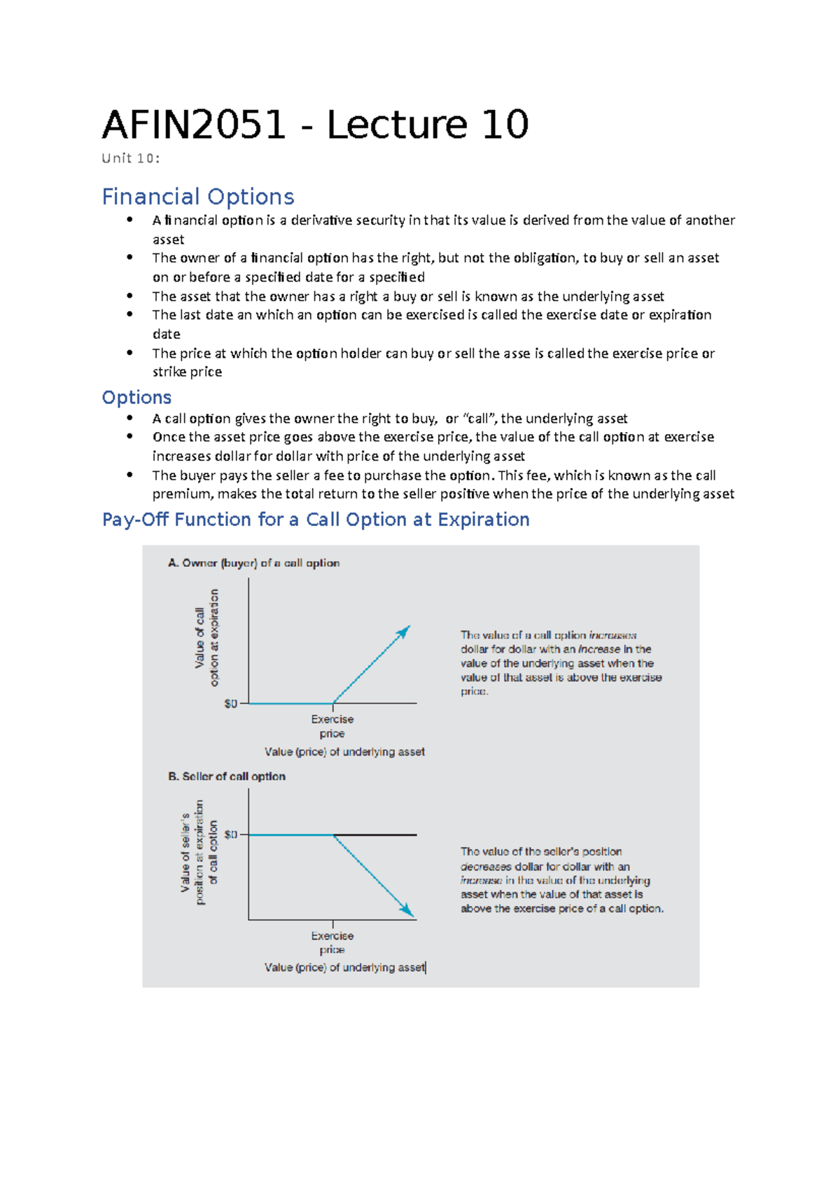 AFIN2053 - Lecture 10 2021 - AFIN2051 - Lecture 10 Unit 10: Financial ...