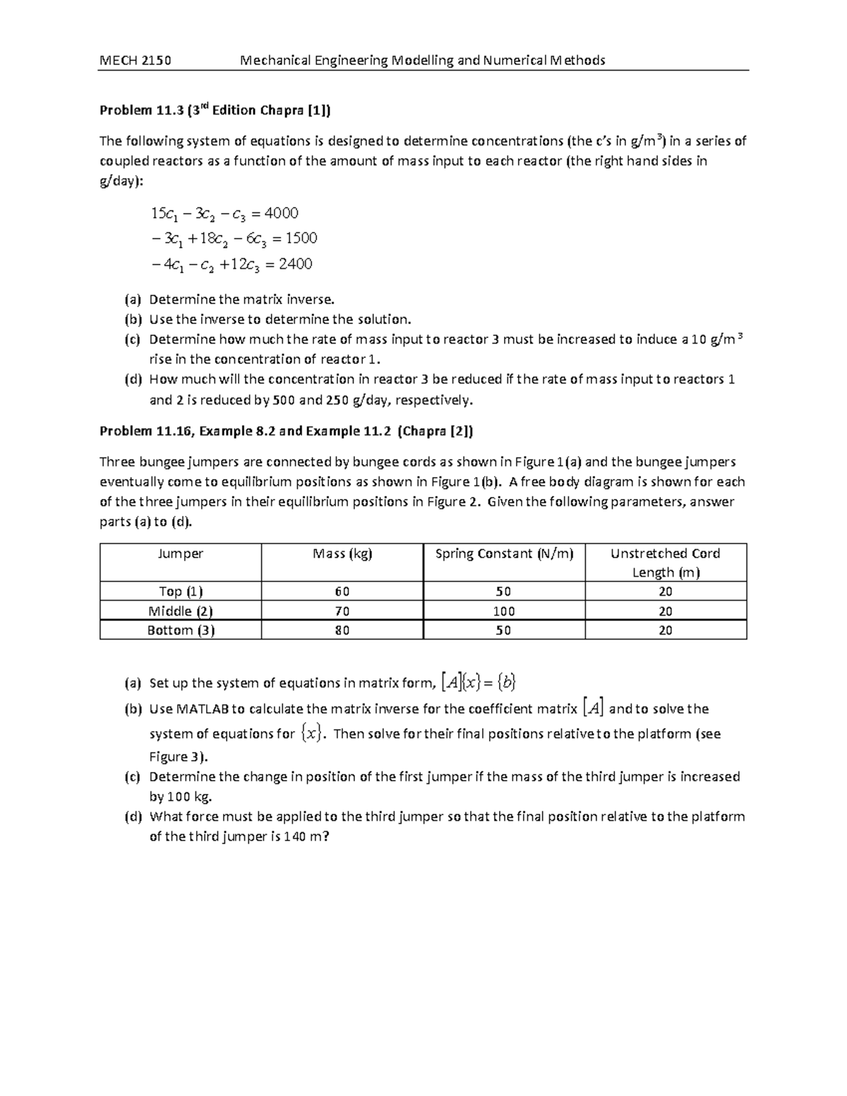 Chapter 11 - Notes - MECH 2150 Mechanical Engineering Modelling and ...