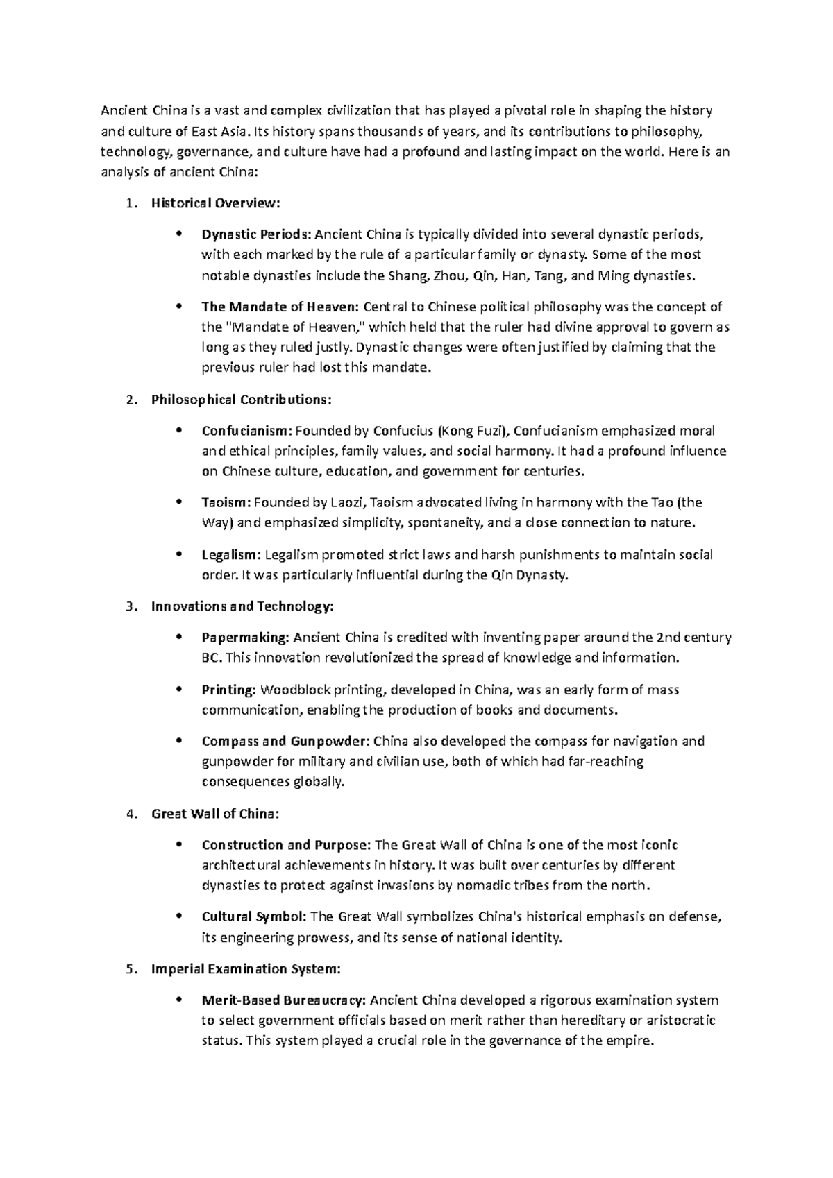 Ancient china analysis - Ancient China is a vast and complex ...