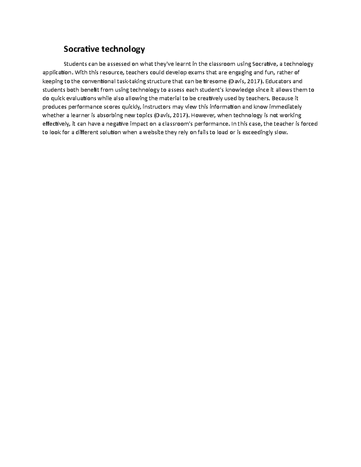 Socrative technology - Matthew Dauchert - Socrative technology Students can be assessed on what ...