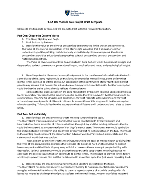 HUM 102 Module Two Project Proposal Template - Part One: Choose the ...