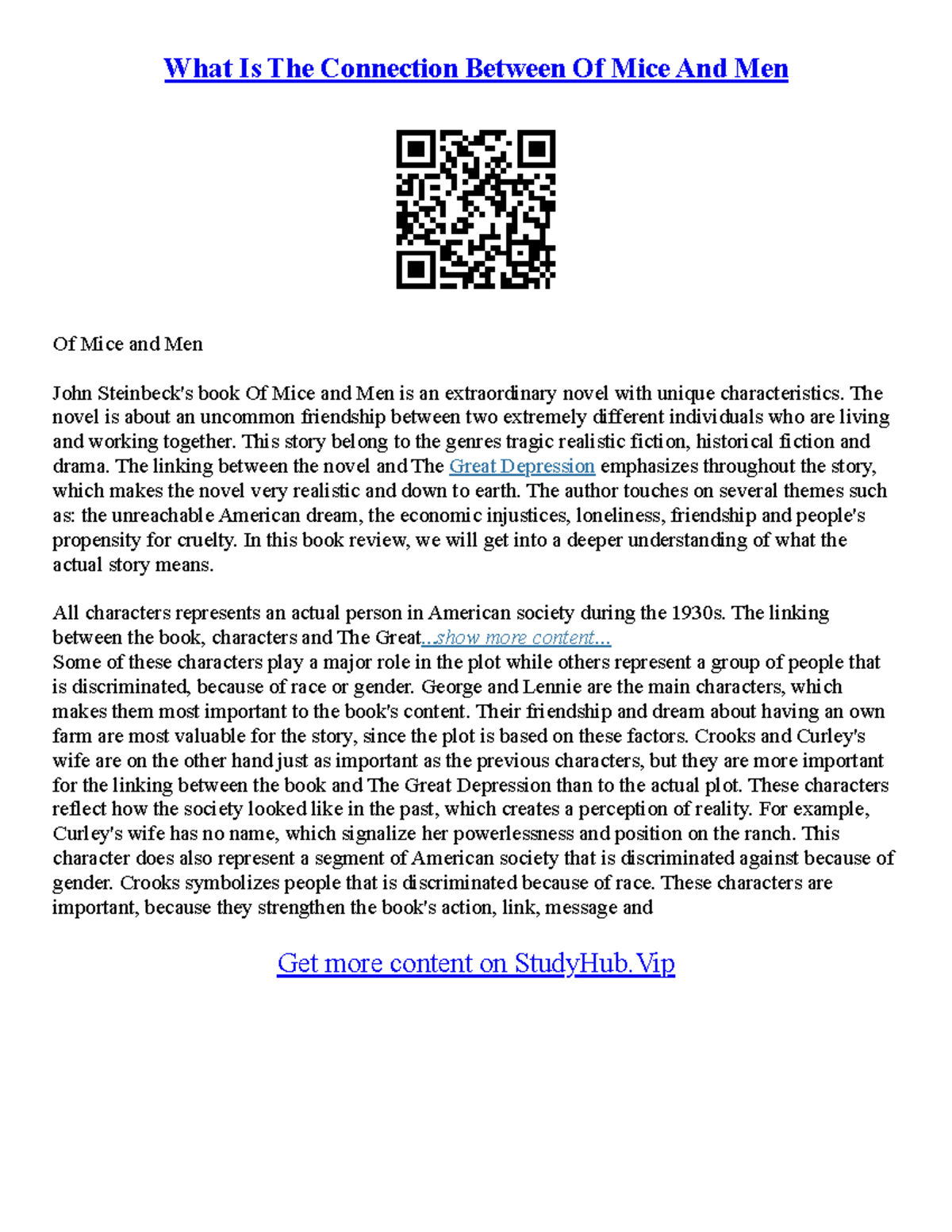 Mice And Men Essays - What Is The Connection Between Of Mice And Men Of ...