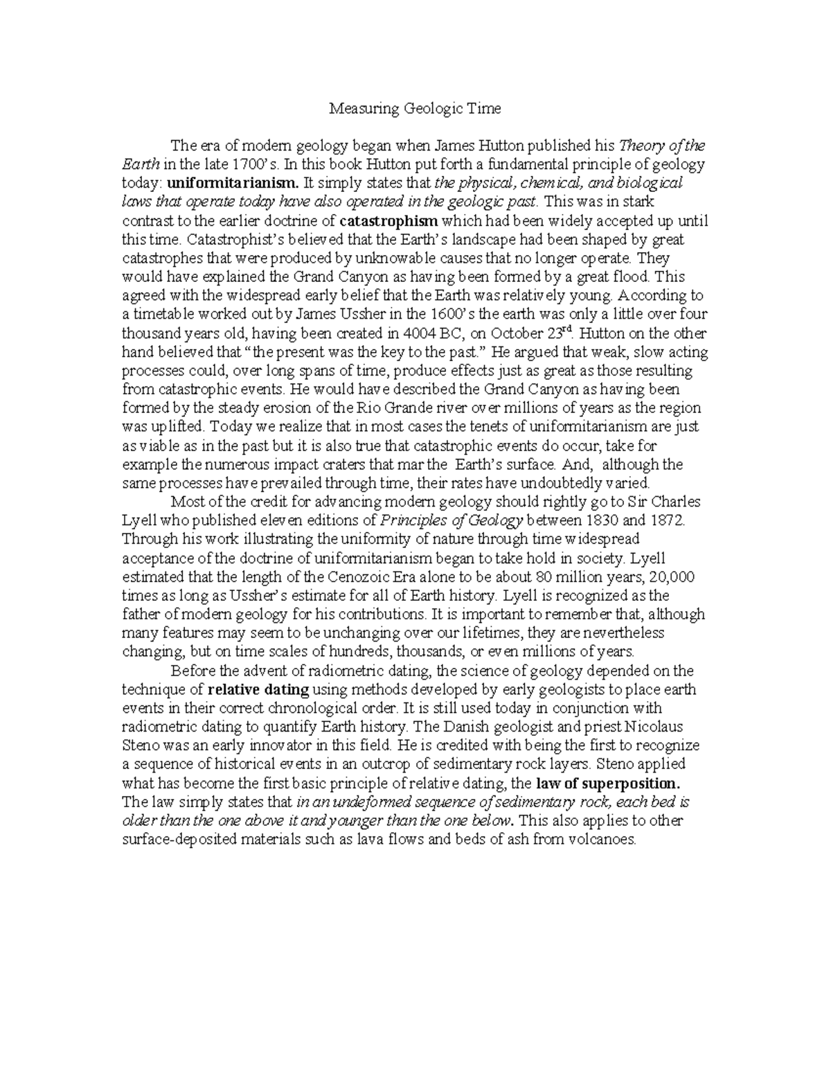 Geologic Time - Measuring Geologic Time The era of modern geology began ...