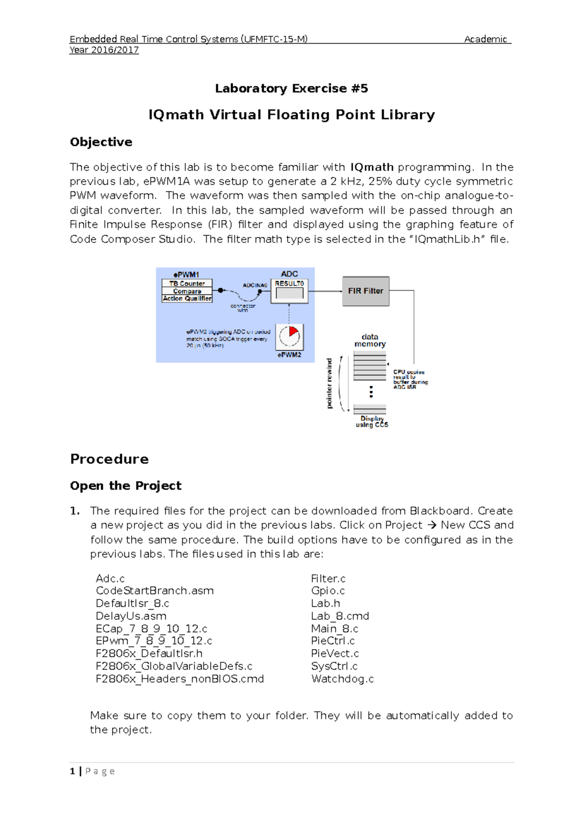 Ufmftc-15-M Lab 5 - Embedded Real Time Control Systems (UFMFTC-15-M ...
