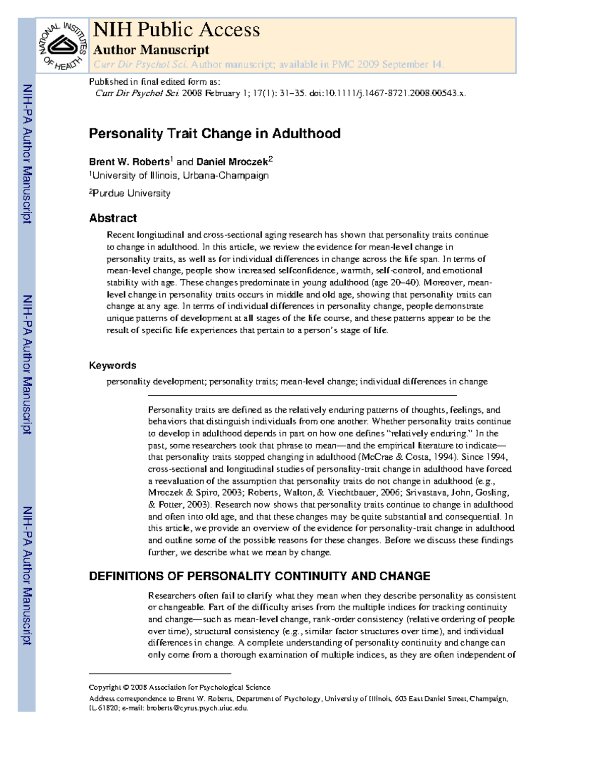 Article 5 PSY103 Very Very Important Personality Trait Change In article-5-psy103-very-very-important-personality-trait-change-in