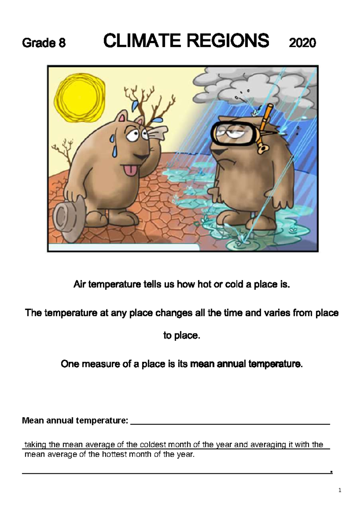 2020 Climate - Grade 8 notes - Mean annual temperature Precipitation ...