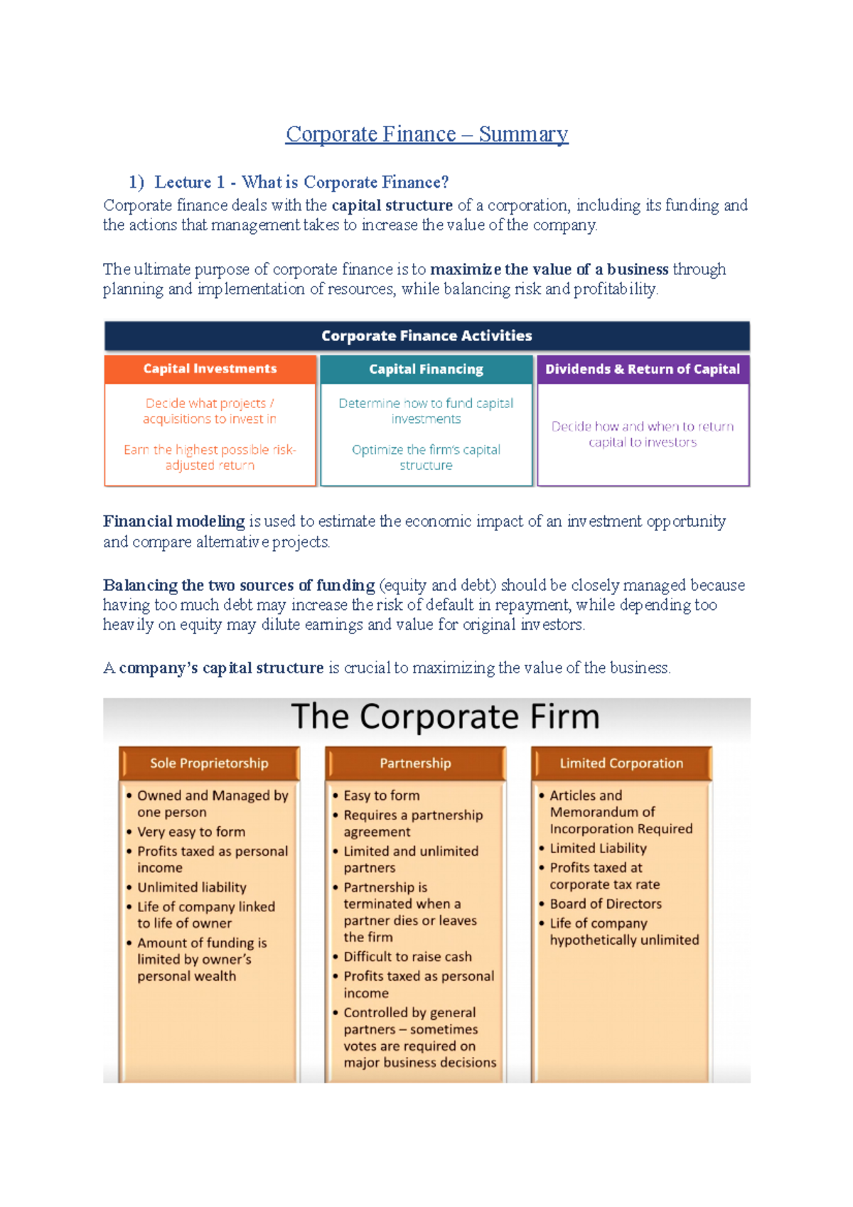 Corporate Finance - Lectured by Hafiz Hoque - Corporate Finance ...