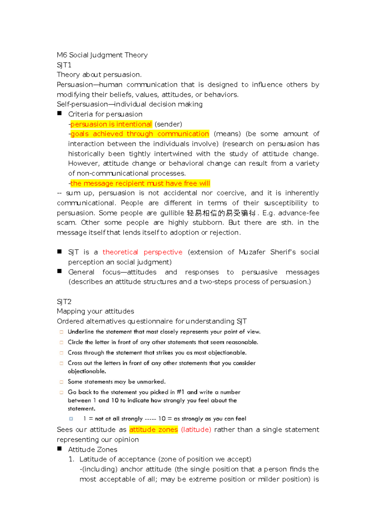 M6 Social Judgment Theory - M6 Social Judgment Theory SJT Theory about ...